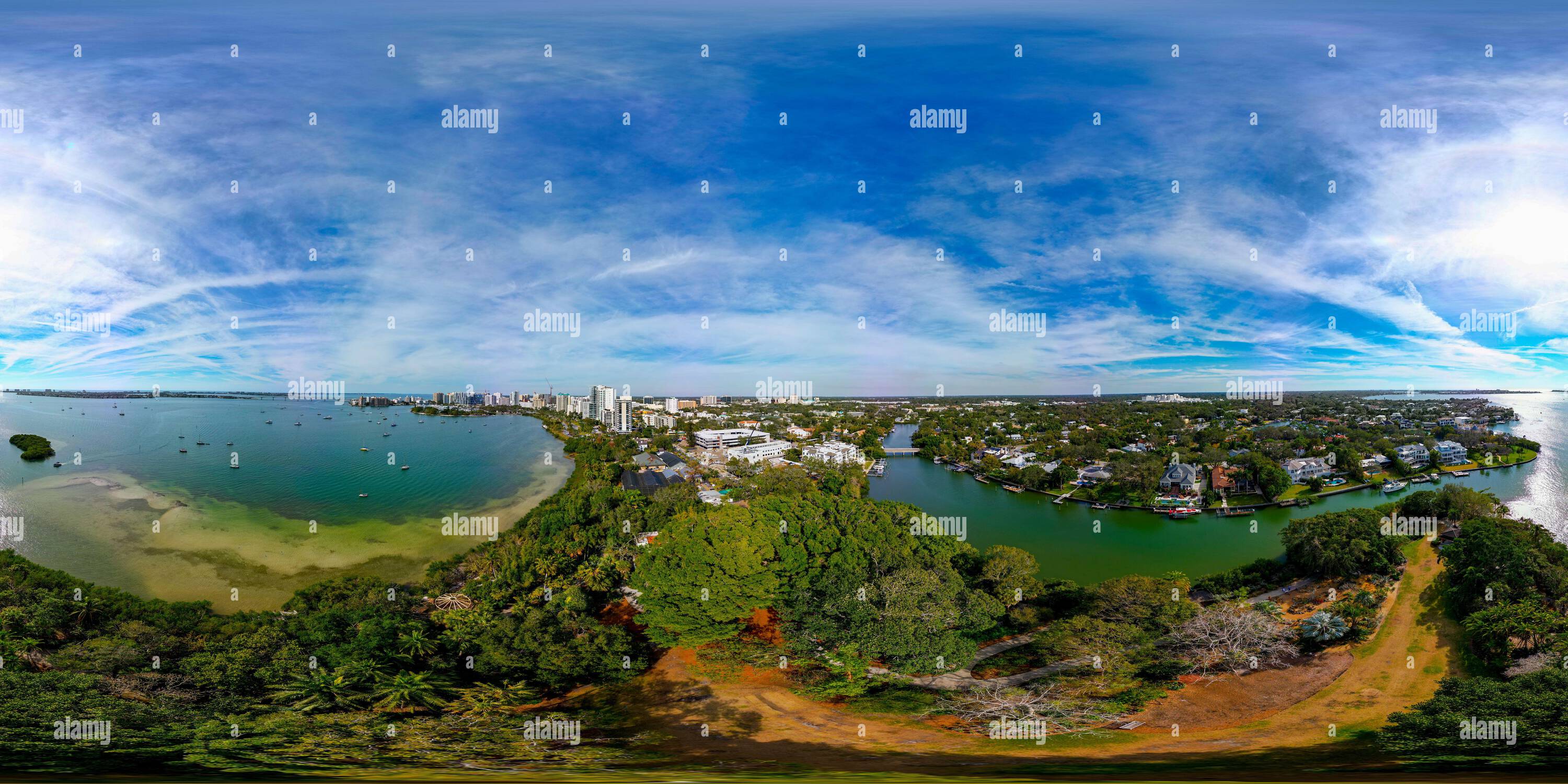 360° view of Sarasota, FL, USA - January 18, 2023: Aerial drone 360 ...