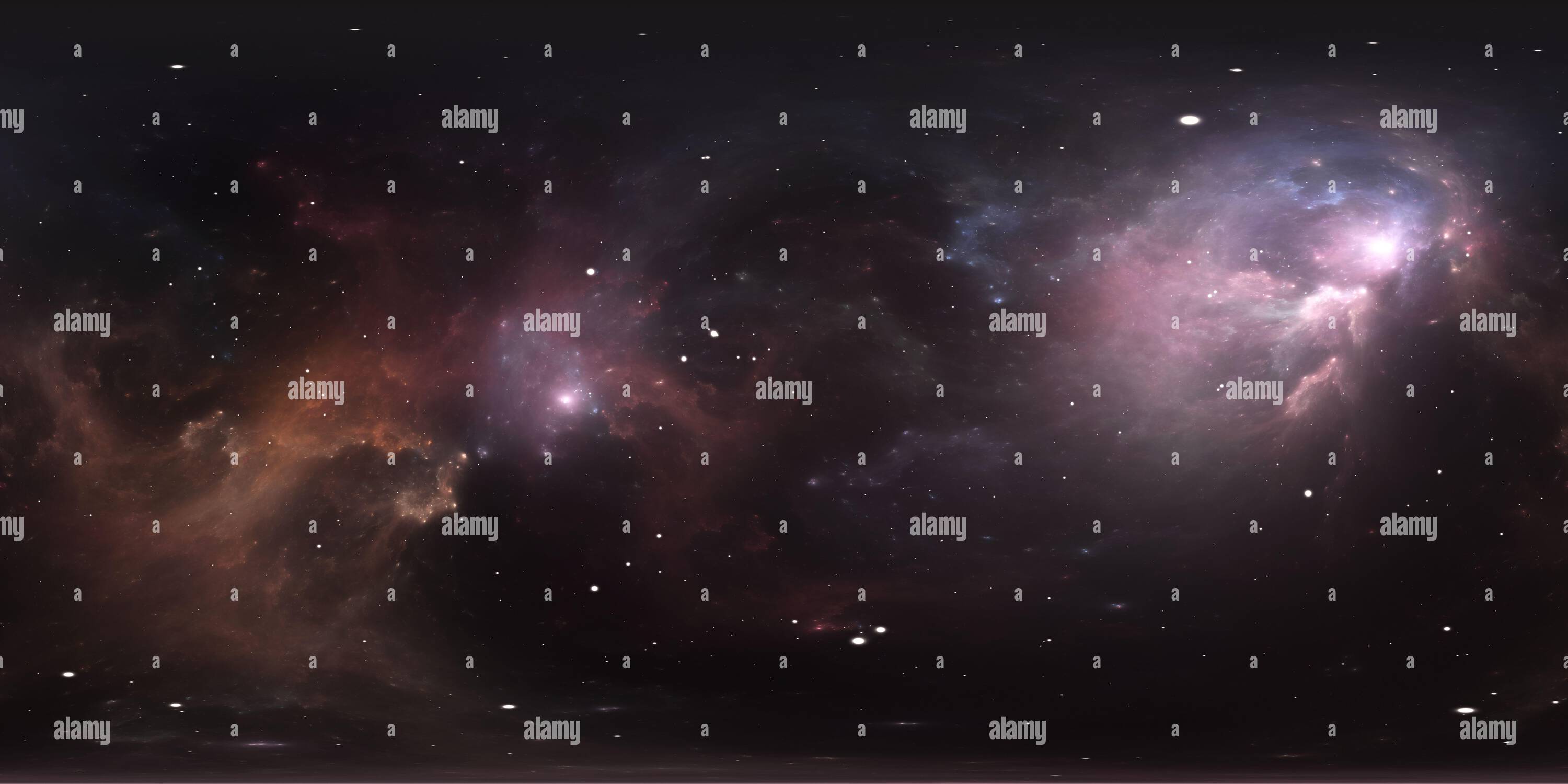 360° view of Space background with nebula and stars. Panorama ...