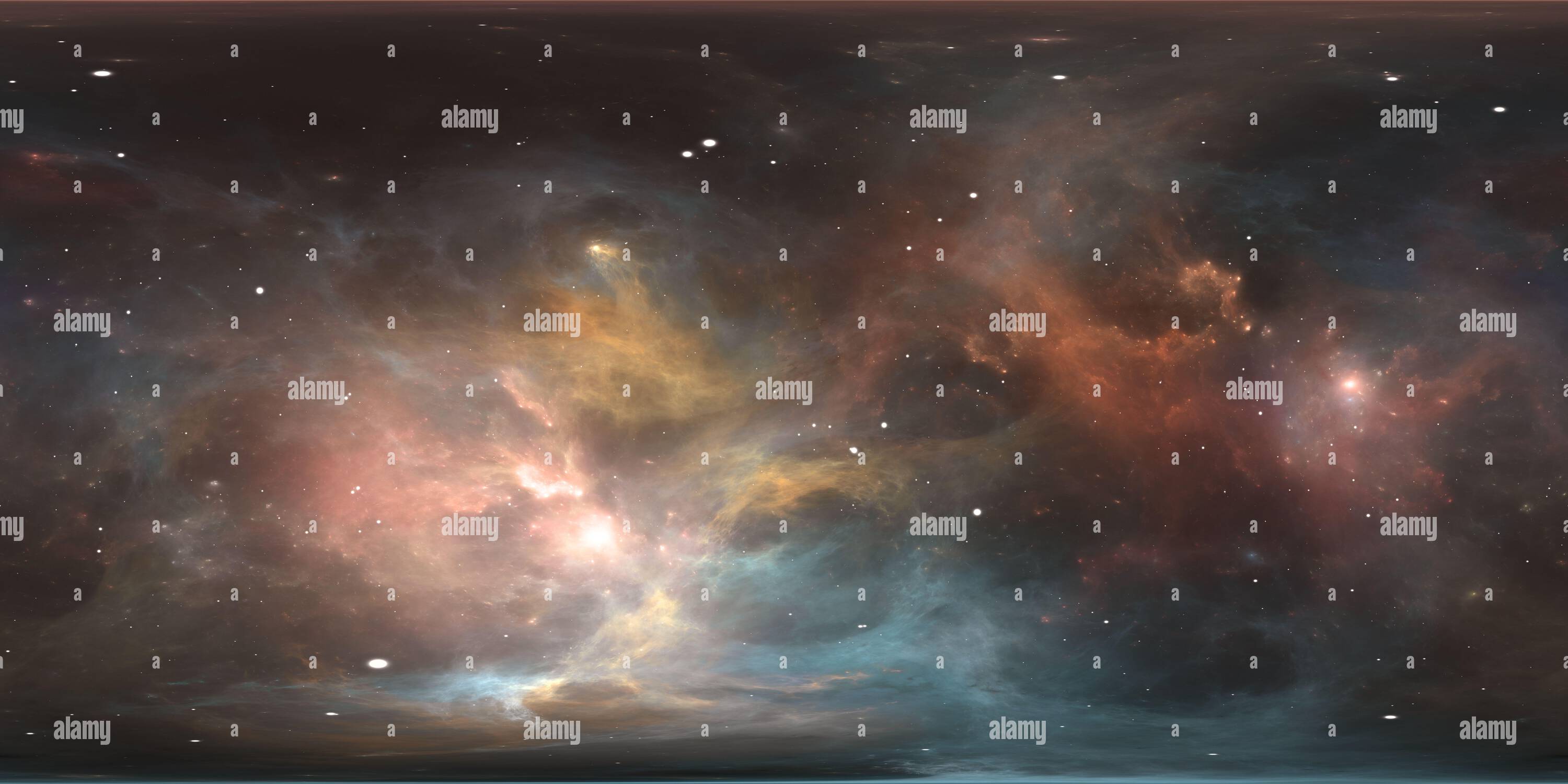 360° view of Space background with nebula and stars. Panorama ...