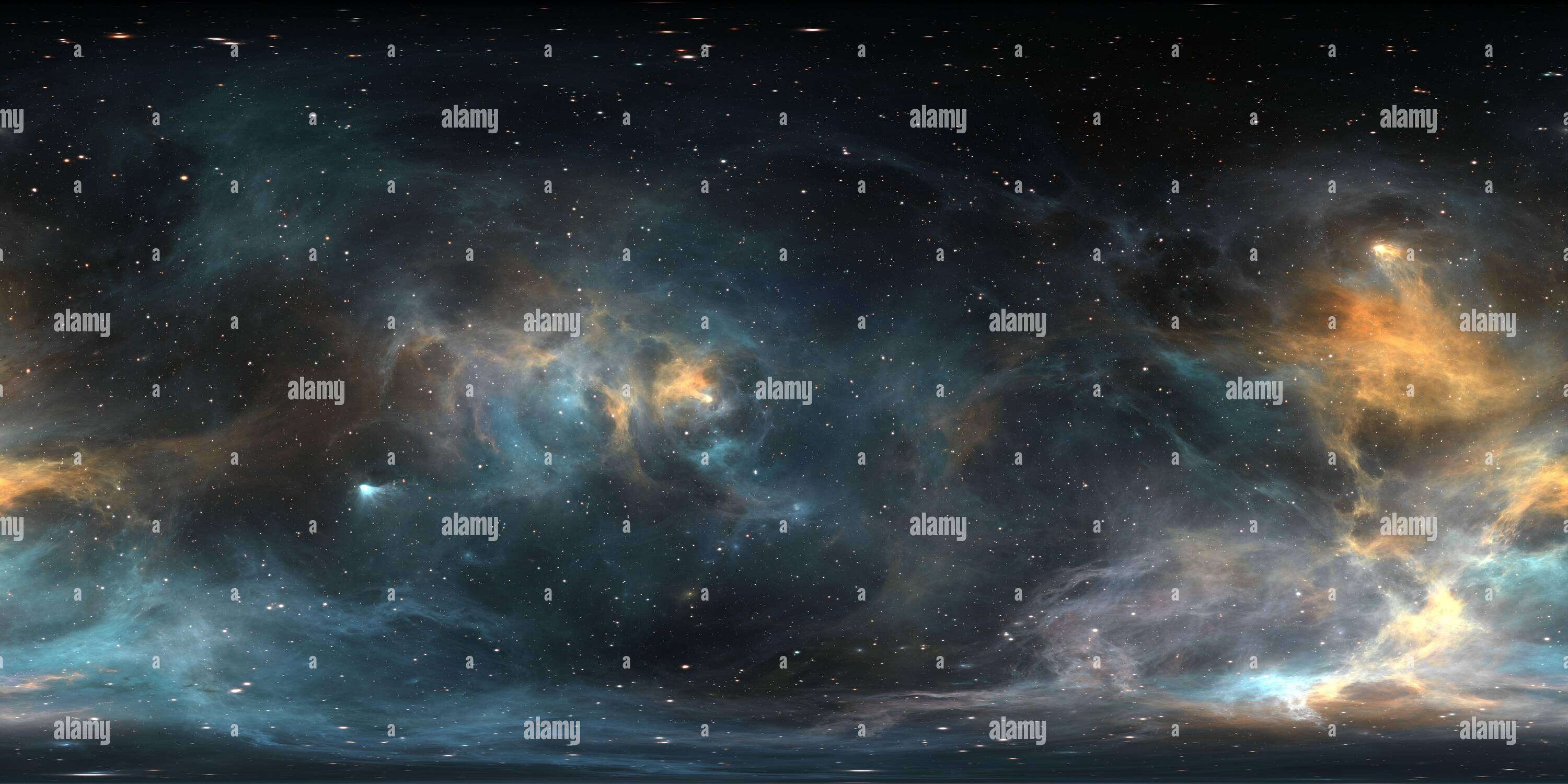 360° view of Space background with nebula and stars. Panorama ...