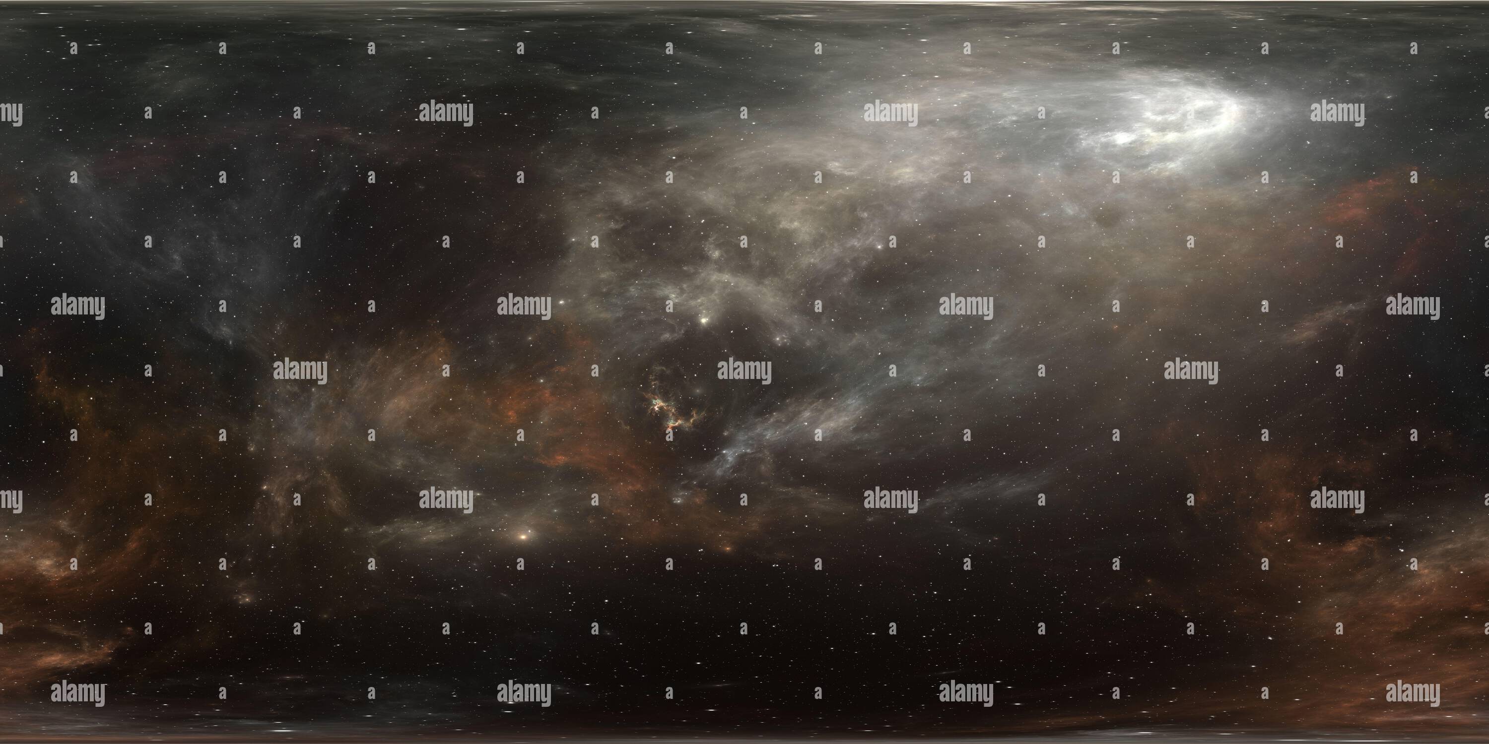 360° view of Virtual reality stellar system and nebula. Panorama ...