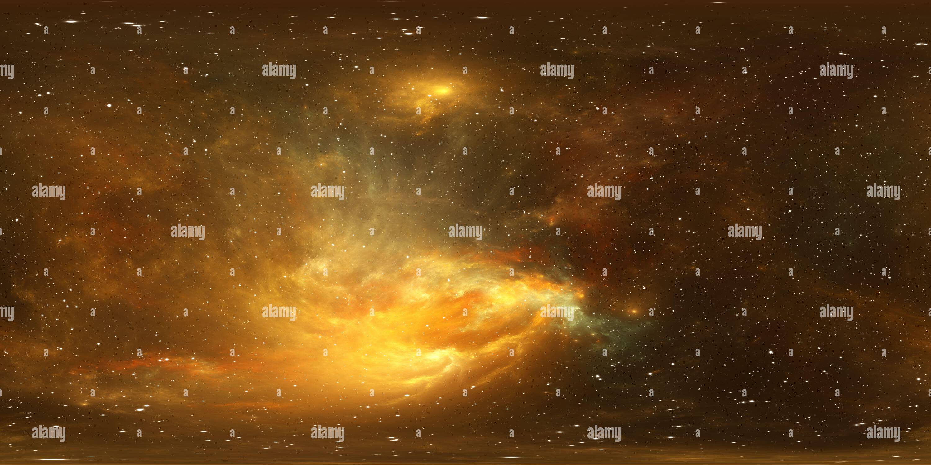 360° view of Virtual reality stellar system and nebula. Panorama ...
