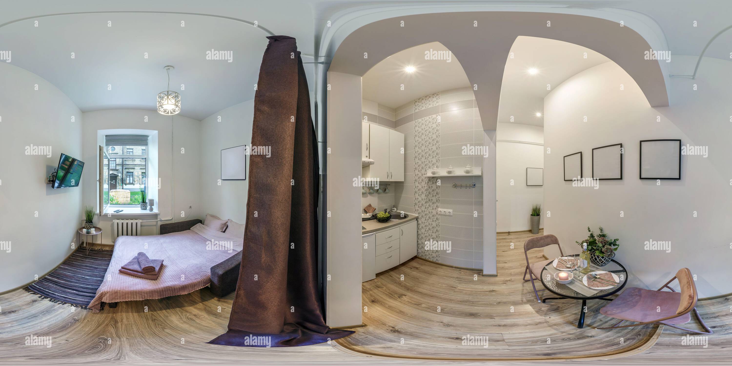 360° view of full hdri 360 panorama view in bedroom room in luxury ...
