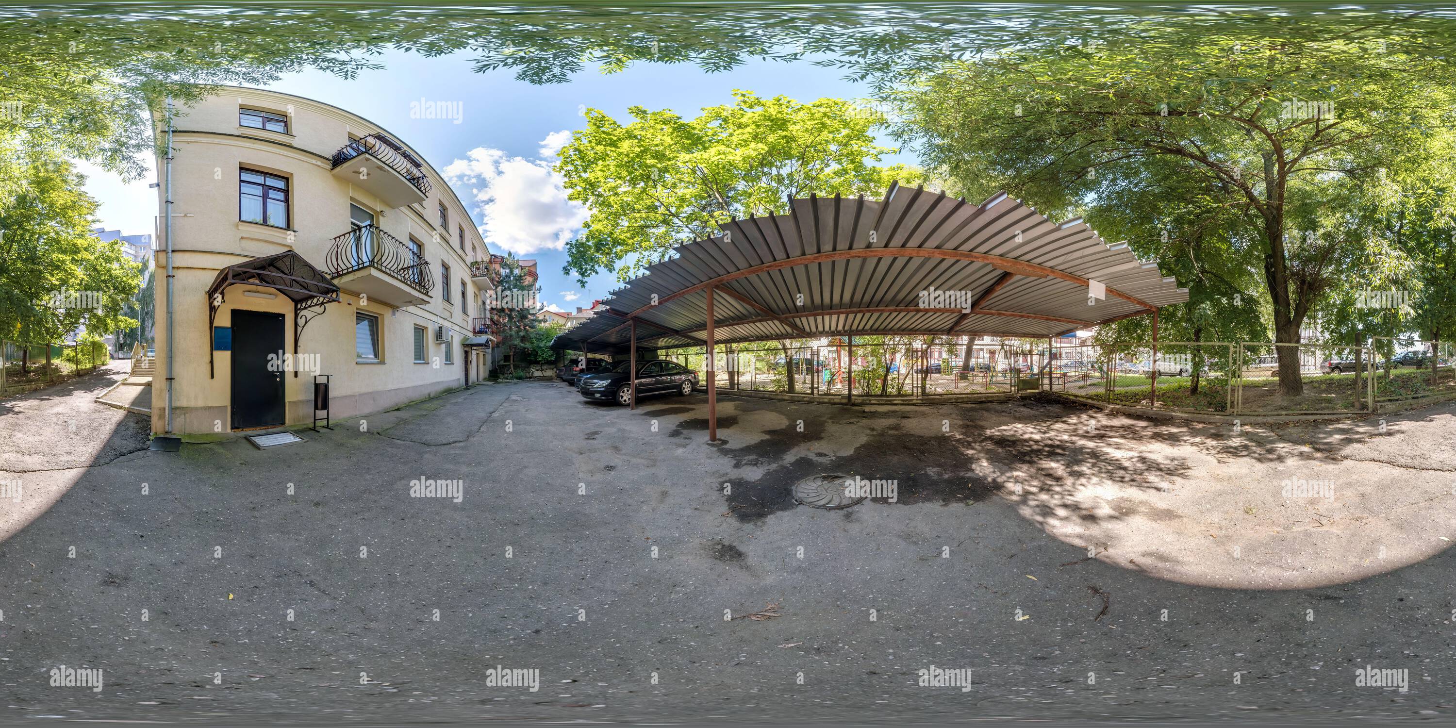 360° view of full seamless hdri panorma 360 angle view on parking with ...