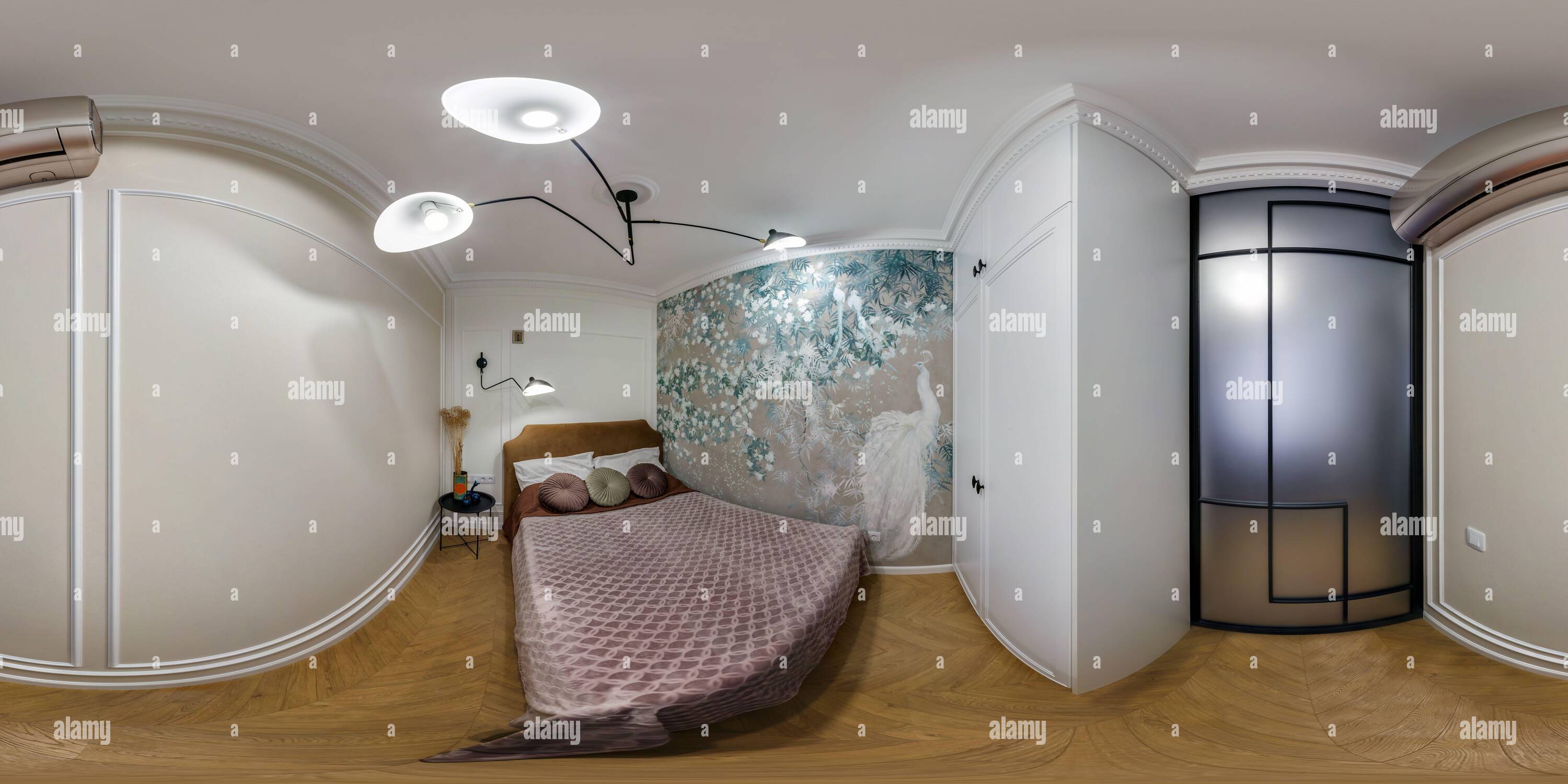 360° view of full hdri 360 panorama view in bedroom room in luxury ...