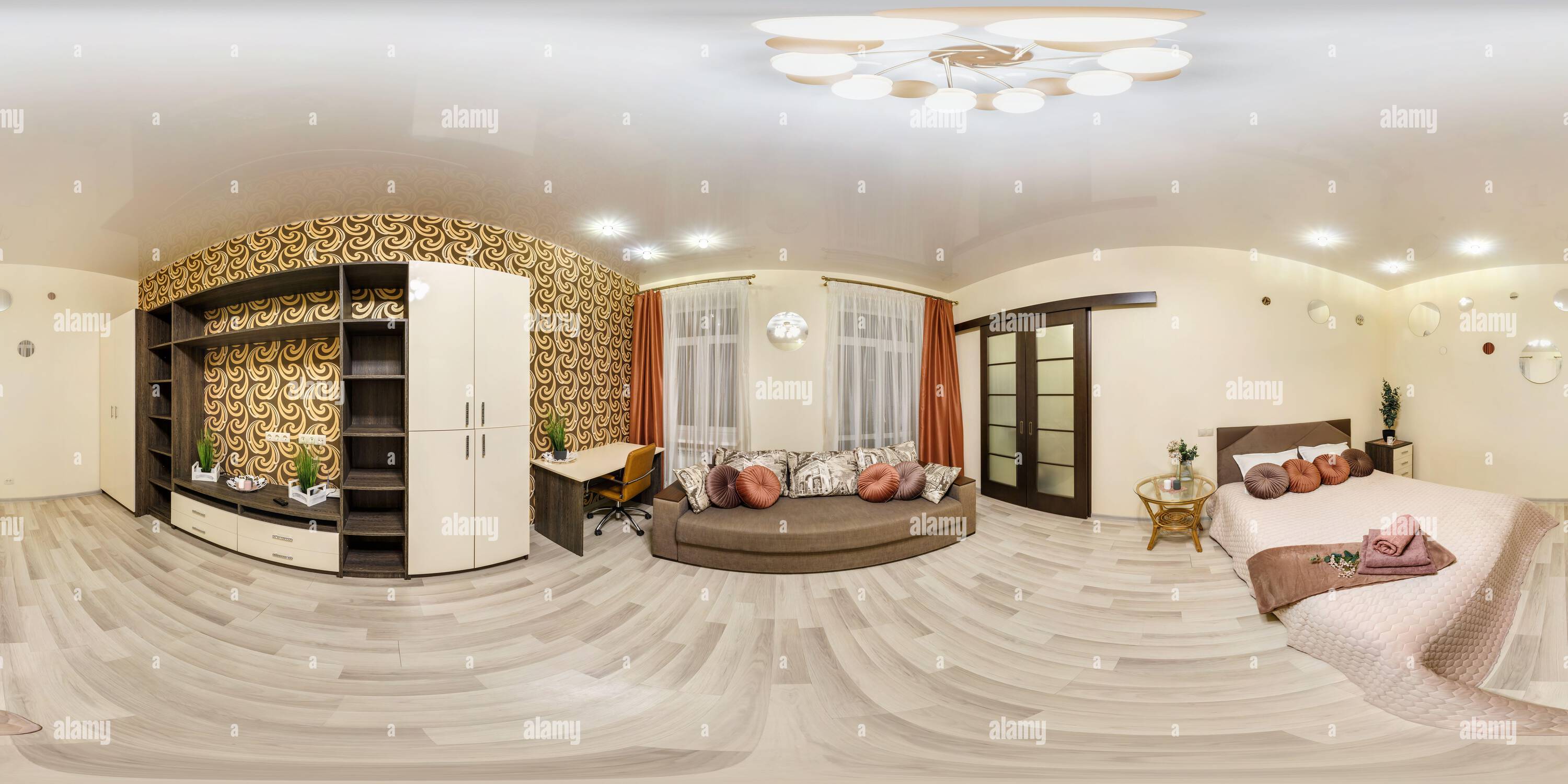 360° view of full hdri 360 panorama view in bedroom room in luxury ...