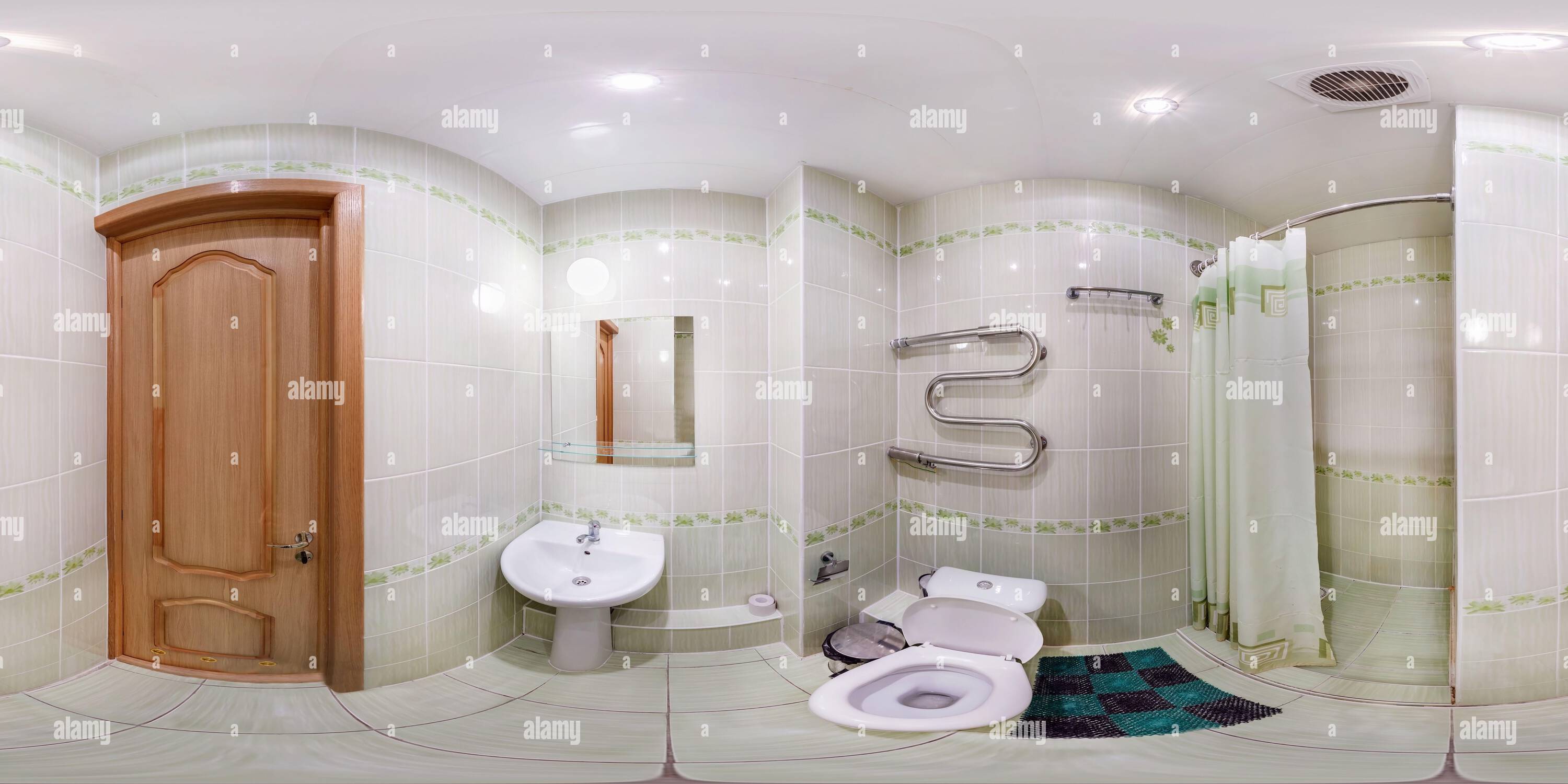 360° view of seamless 360 panorama in interior of bathroom of cheap ...