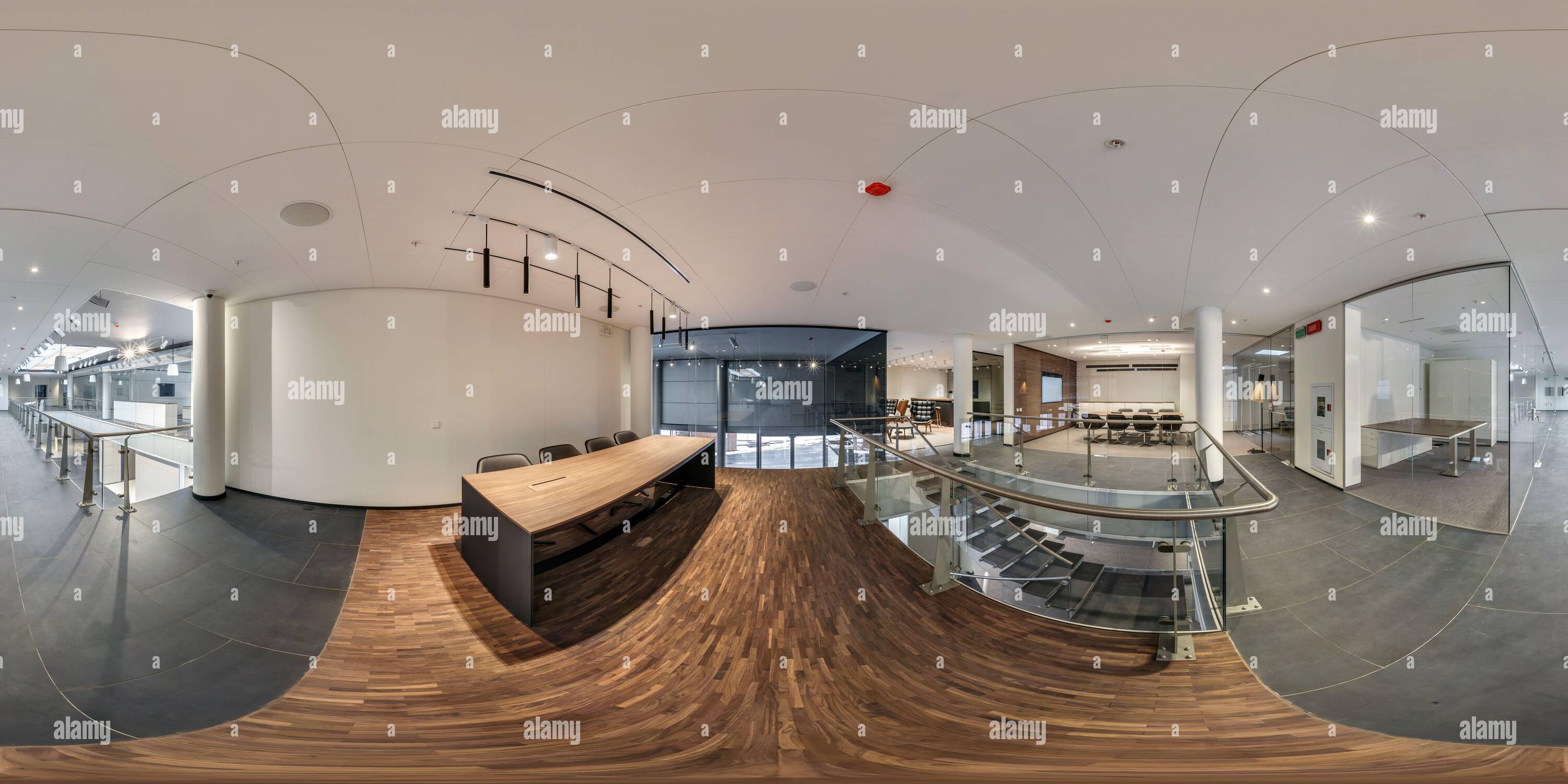 360° view of full spherical hdri 360 panorama in interior of empty ...