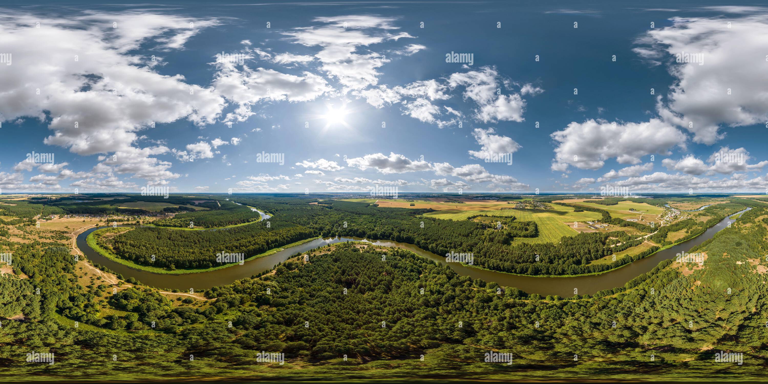 360° view of aerial full seamless spherical hdri 360 panorama view over ...