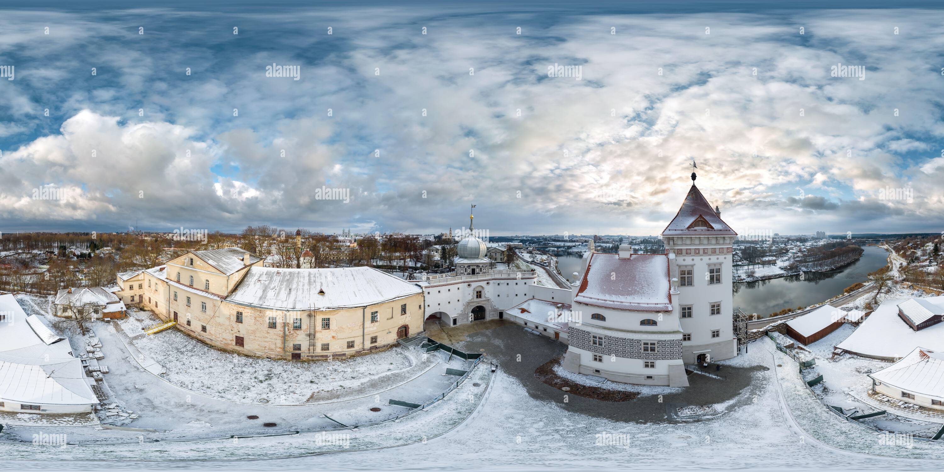 360° view of aerial seamless spherical winter 360 panorama overlooking ...