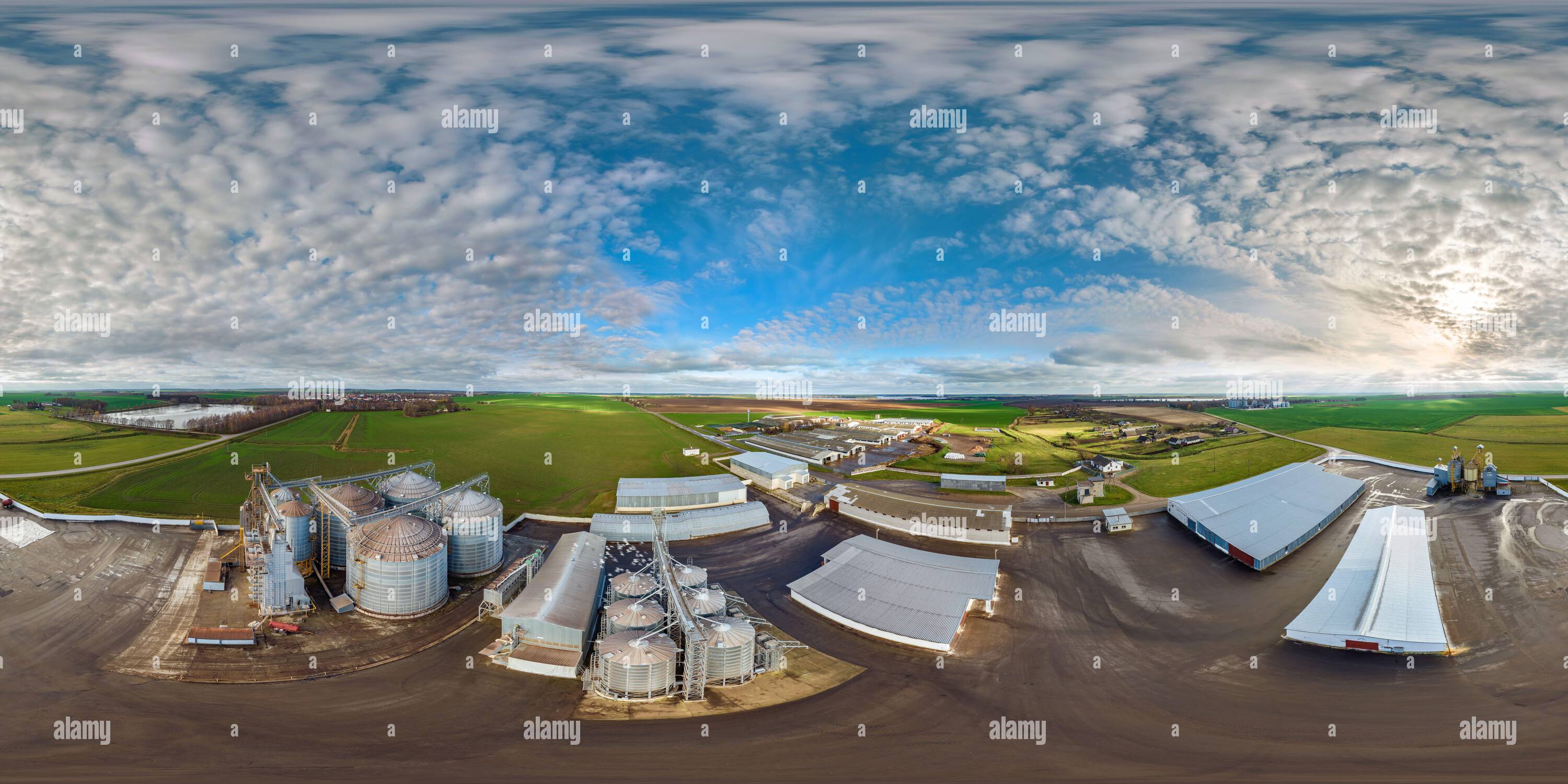 360° view of full seamless 360 hdri panorama view among farming field ...