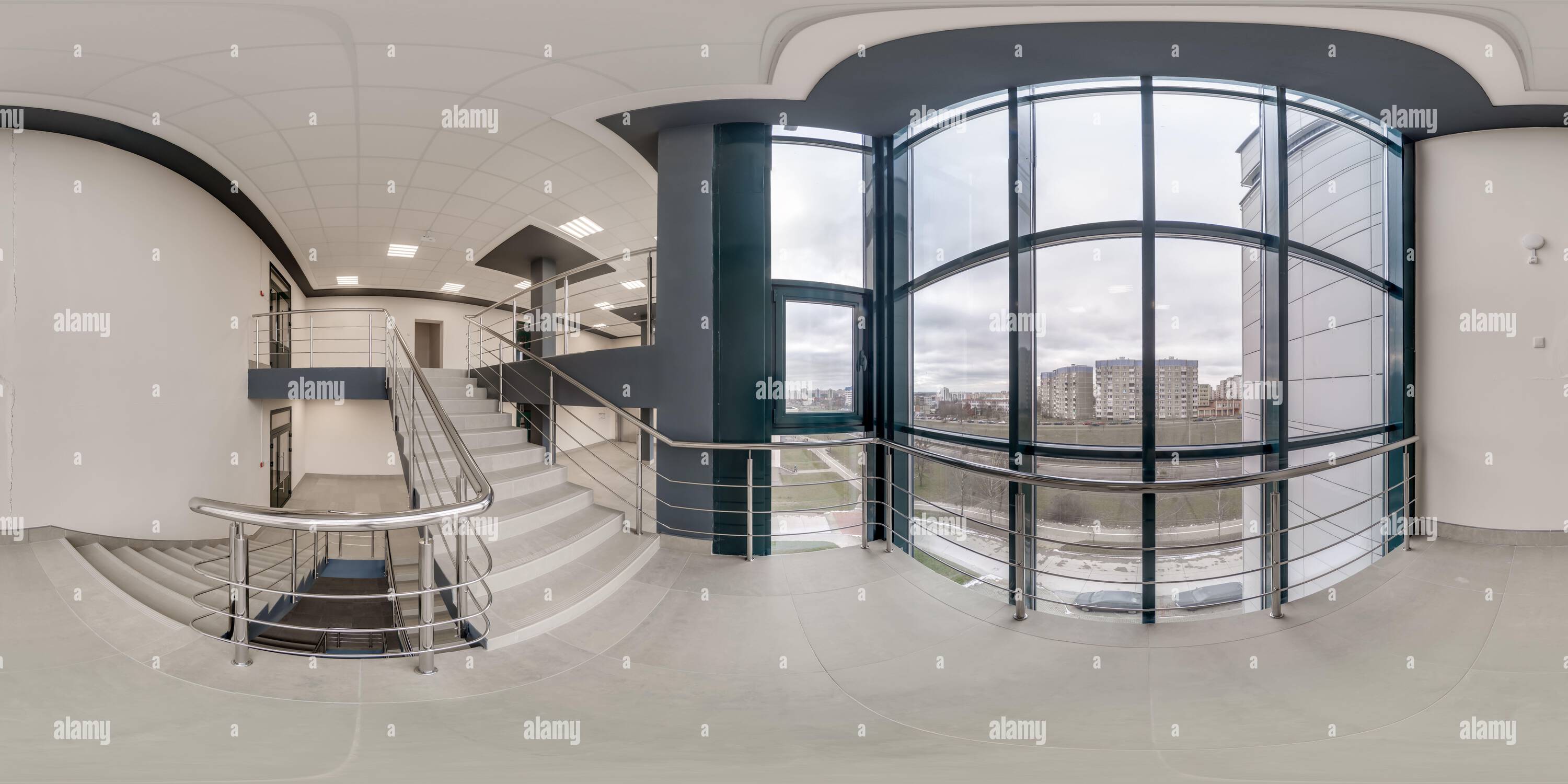 360° view of full spherical hdri 360 panorama view in empty modern hall ...