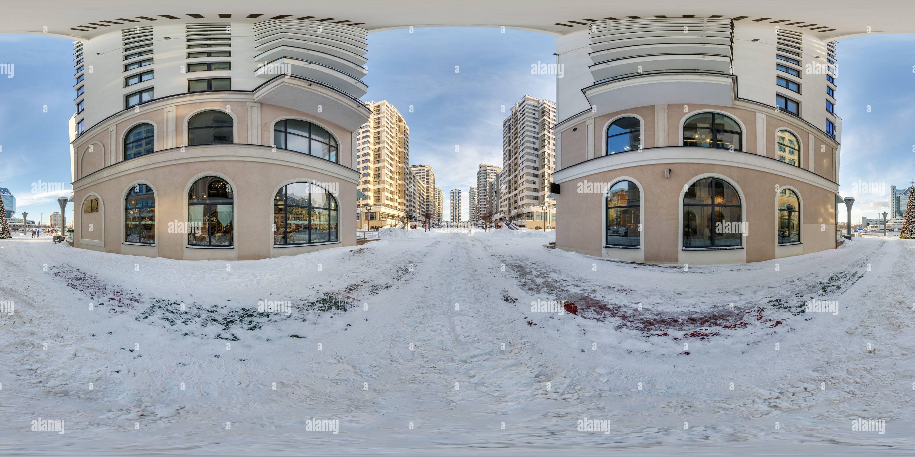 360° view of full seamless spherical winter hdri panorama 360 near ...