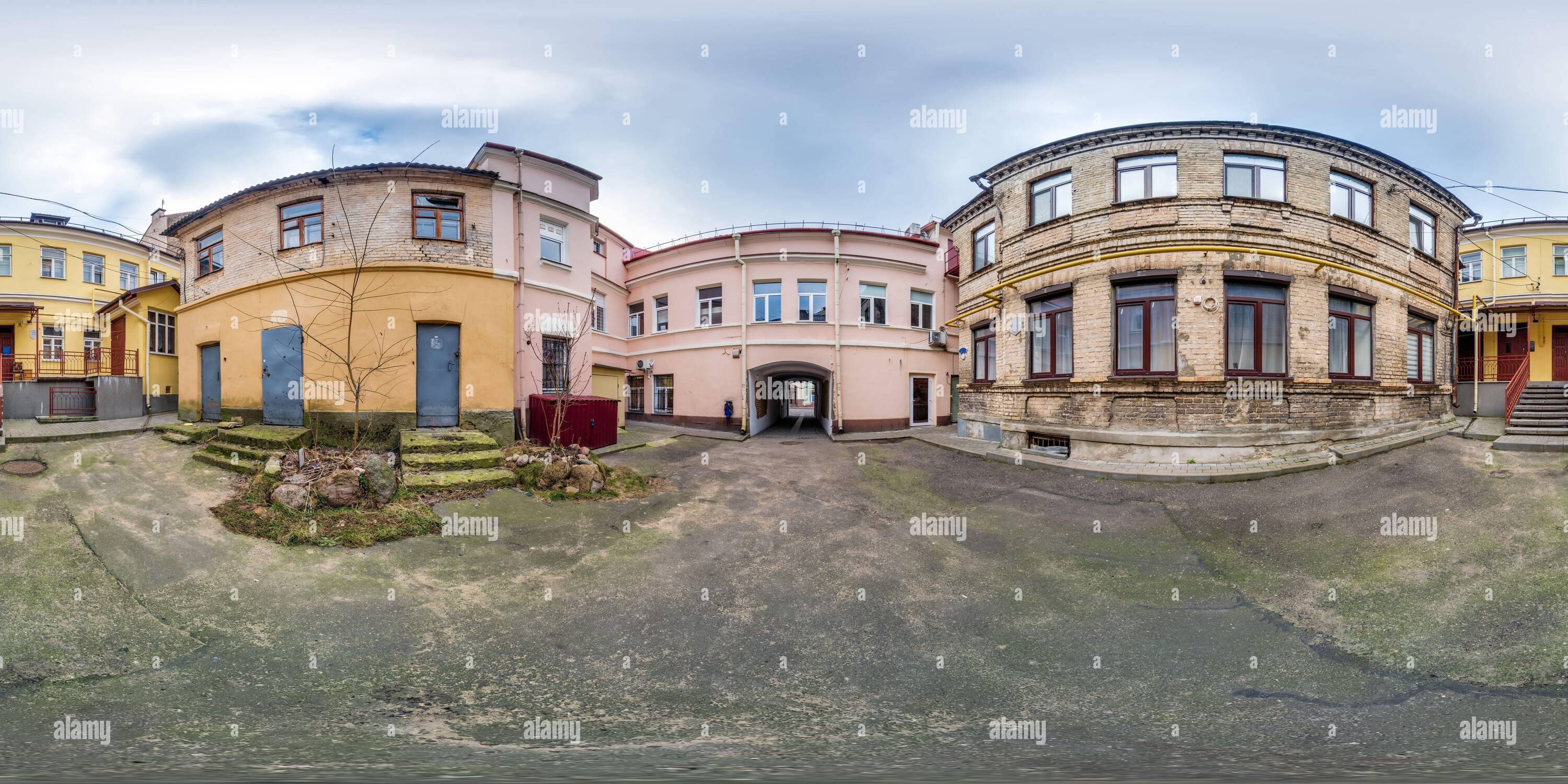 360° view of full seamless spherical hdri 360 panorama near old houses ...