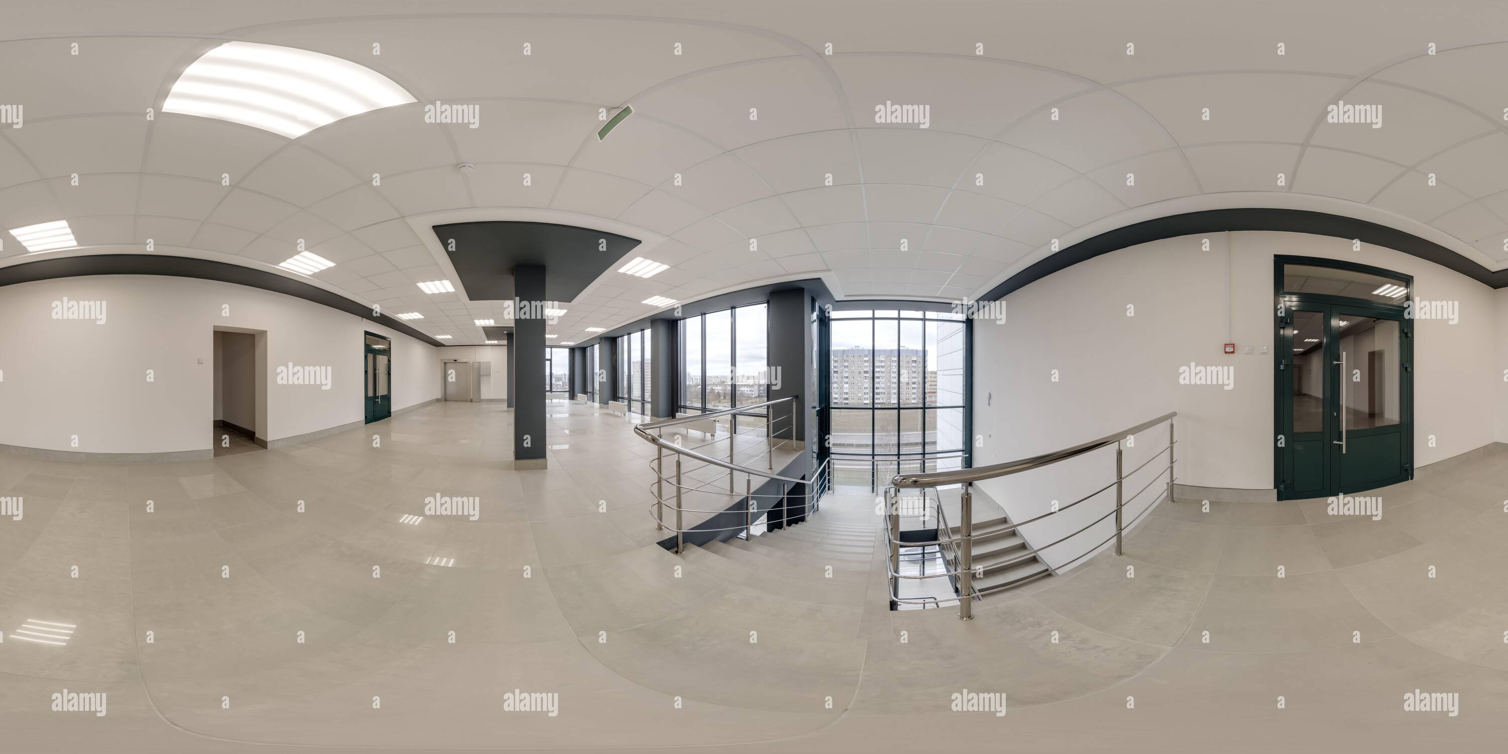 360° view of full spherical hdri 360 panorama view in empty modern hall ...
