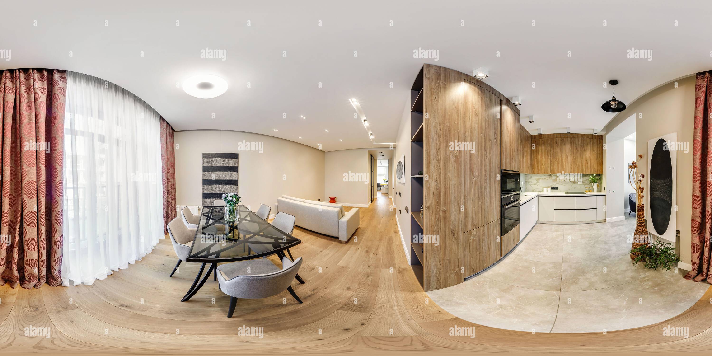 360° view of Full spherical seamless hdri 360 panorama in interior of ...