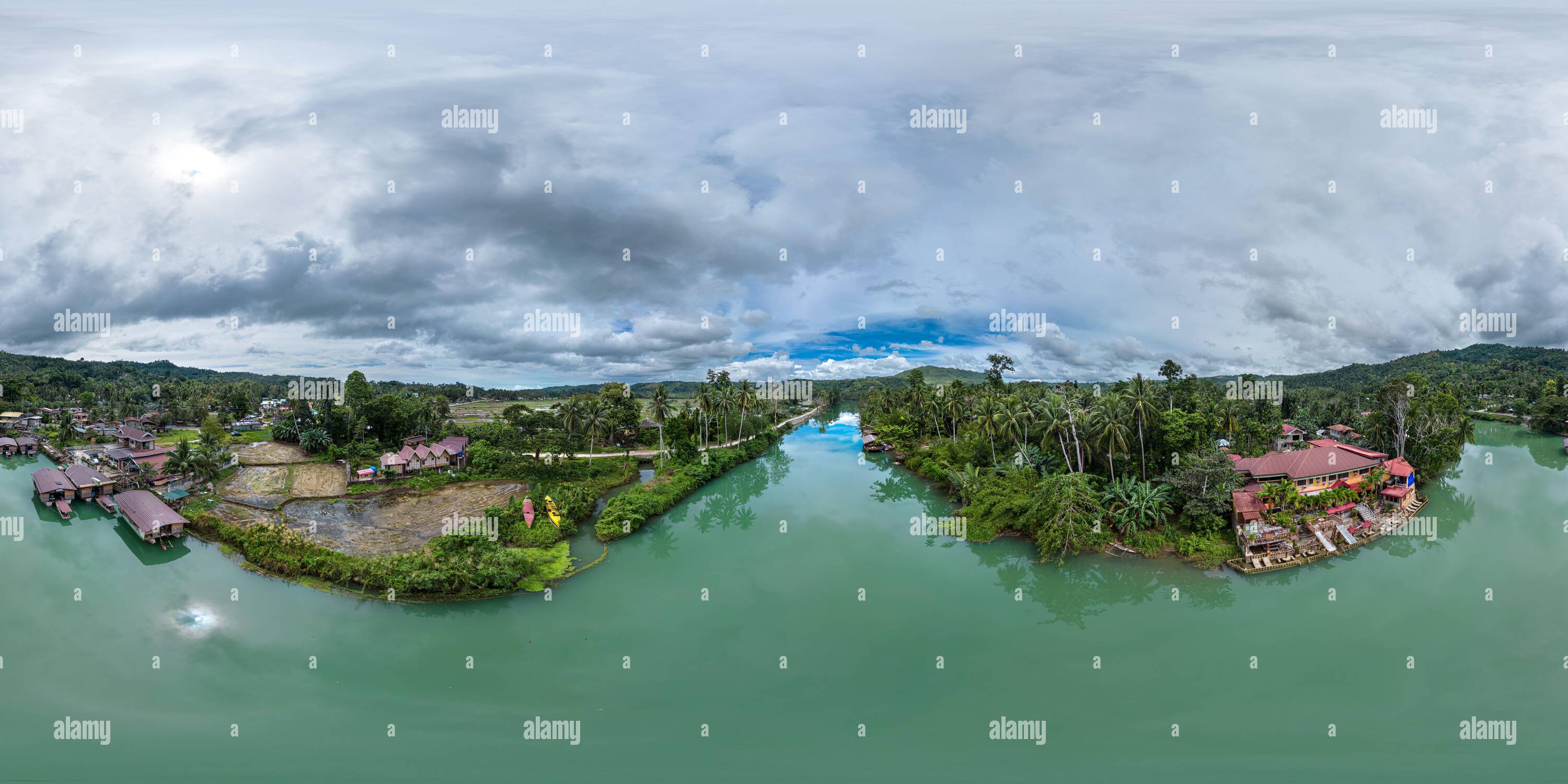 360° view of Aerial view of Loboc River, Bohol island, Philippines ...