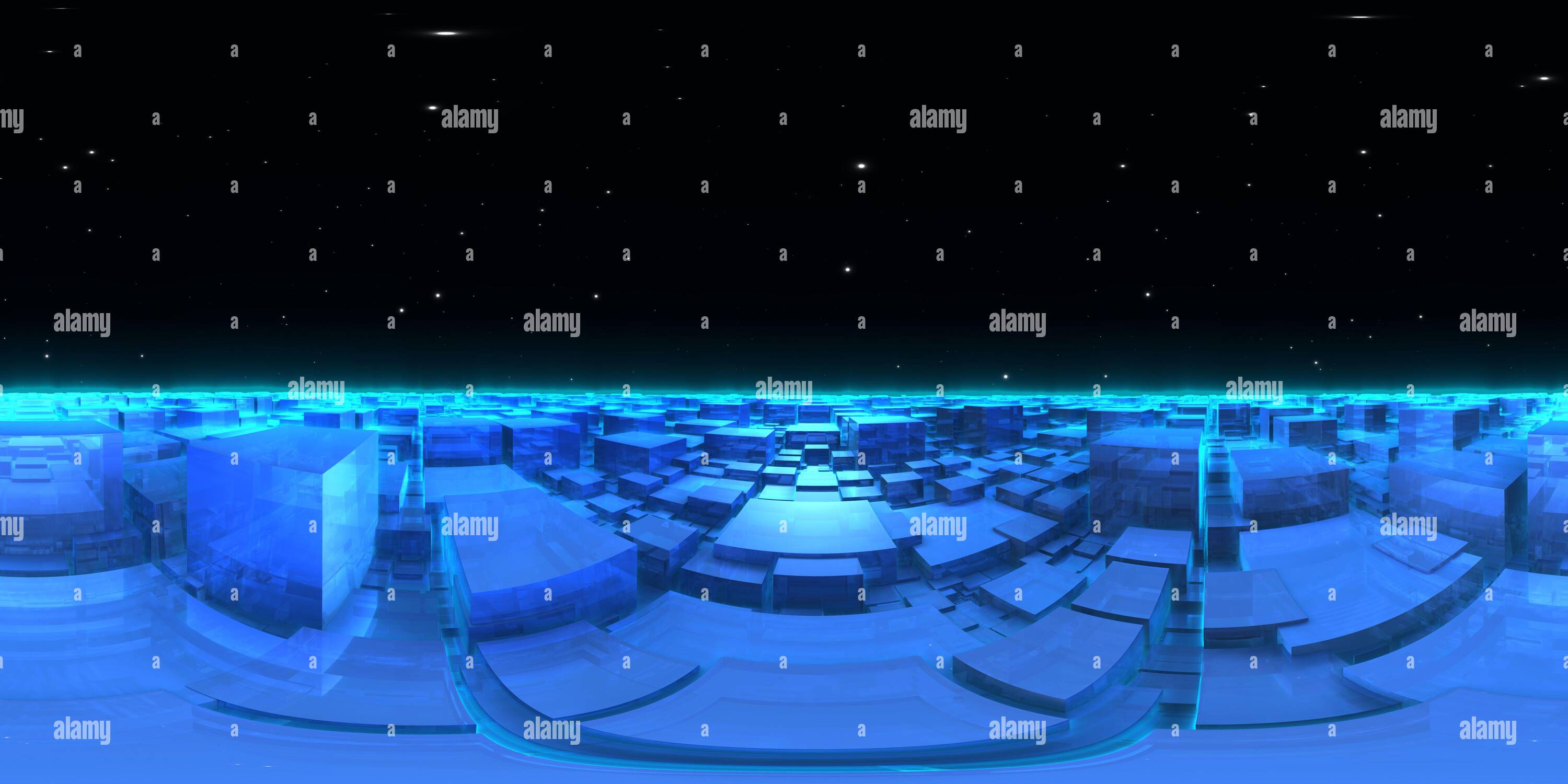 360° view of 360 degree cubic world - planet panorama, equirectangular projection, environment ...