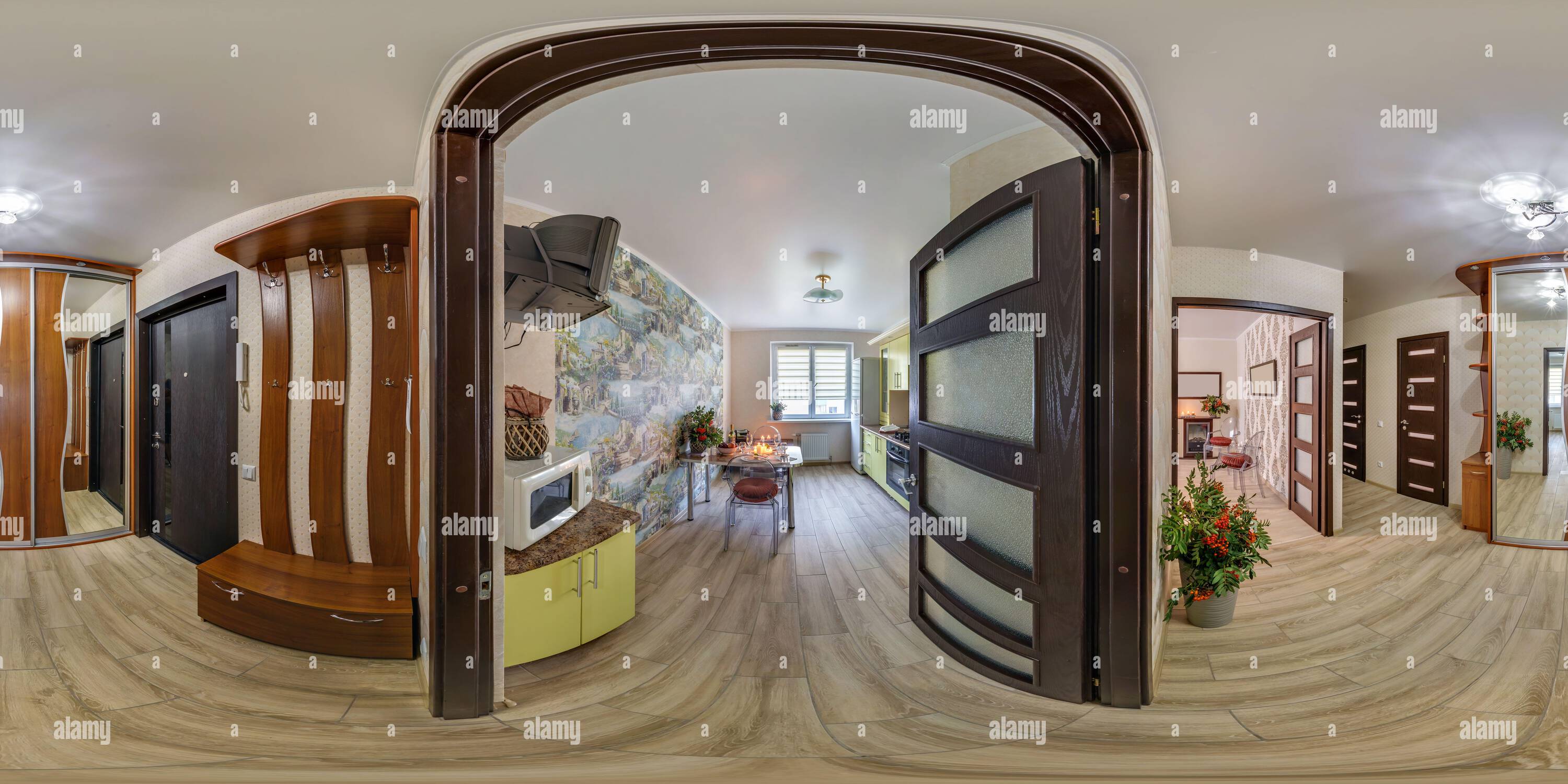 360° view of 360 hdri panorama in corridor in interior of entrance hall ...