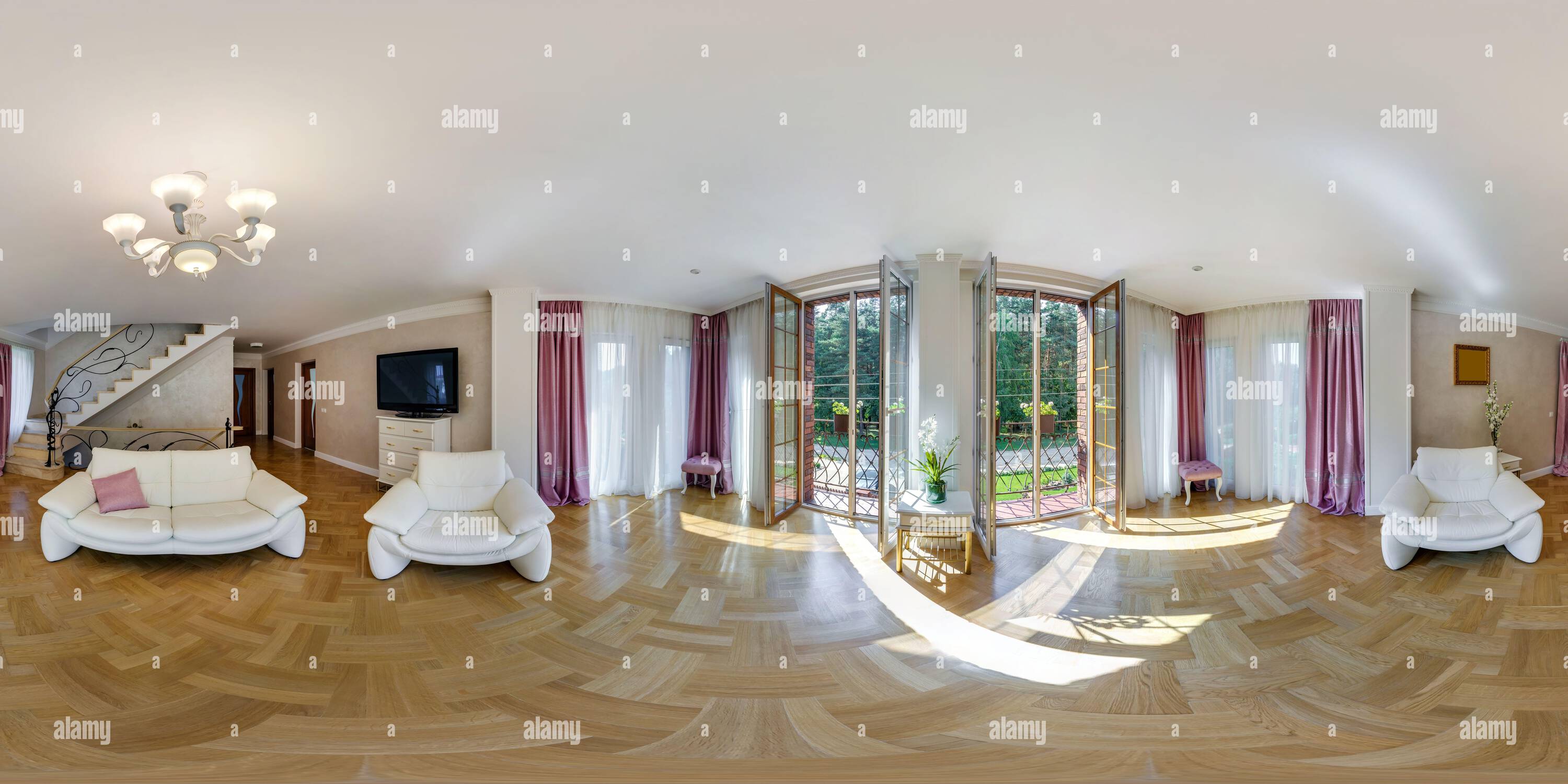 360° view of Full spherical seamless hdri 360 panorama in interior of ...