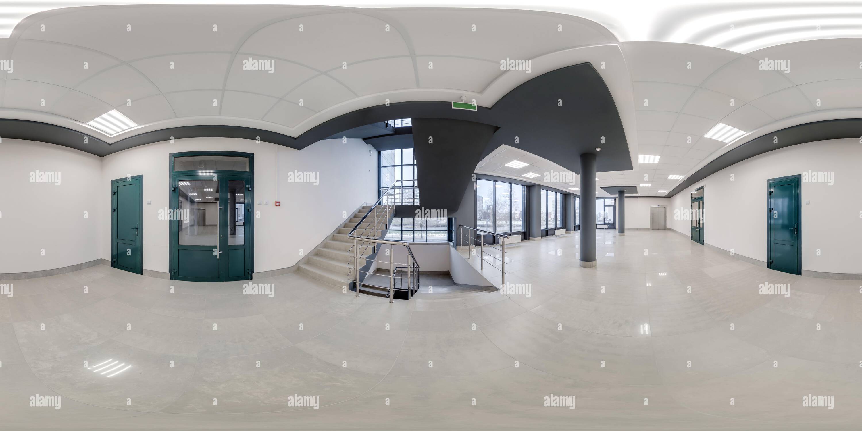 360° view of hdri 360 panorama view in empty modern hall near panoramic ...