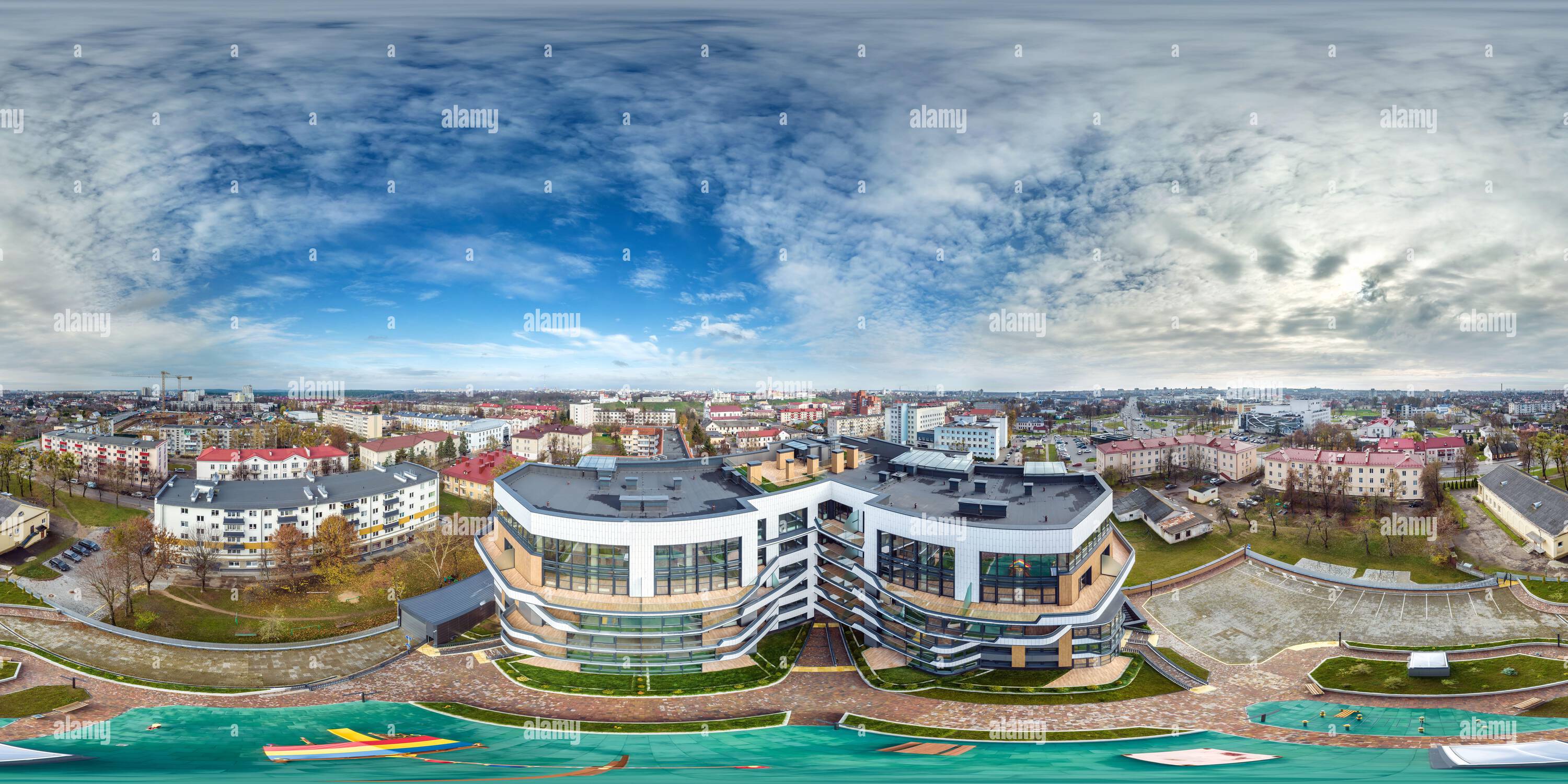 360° view of aerial full seamless spherical 360 hdri panorama view in ...