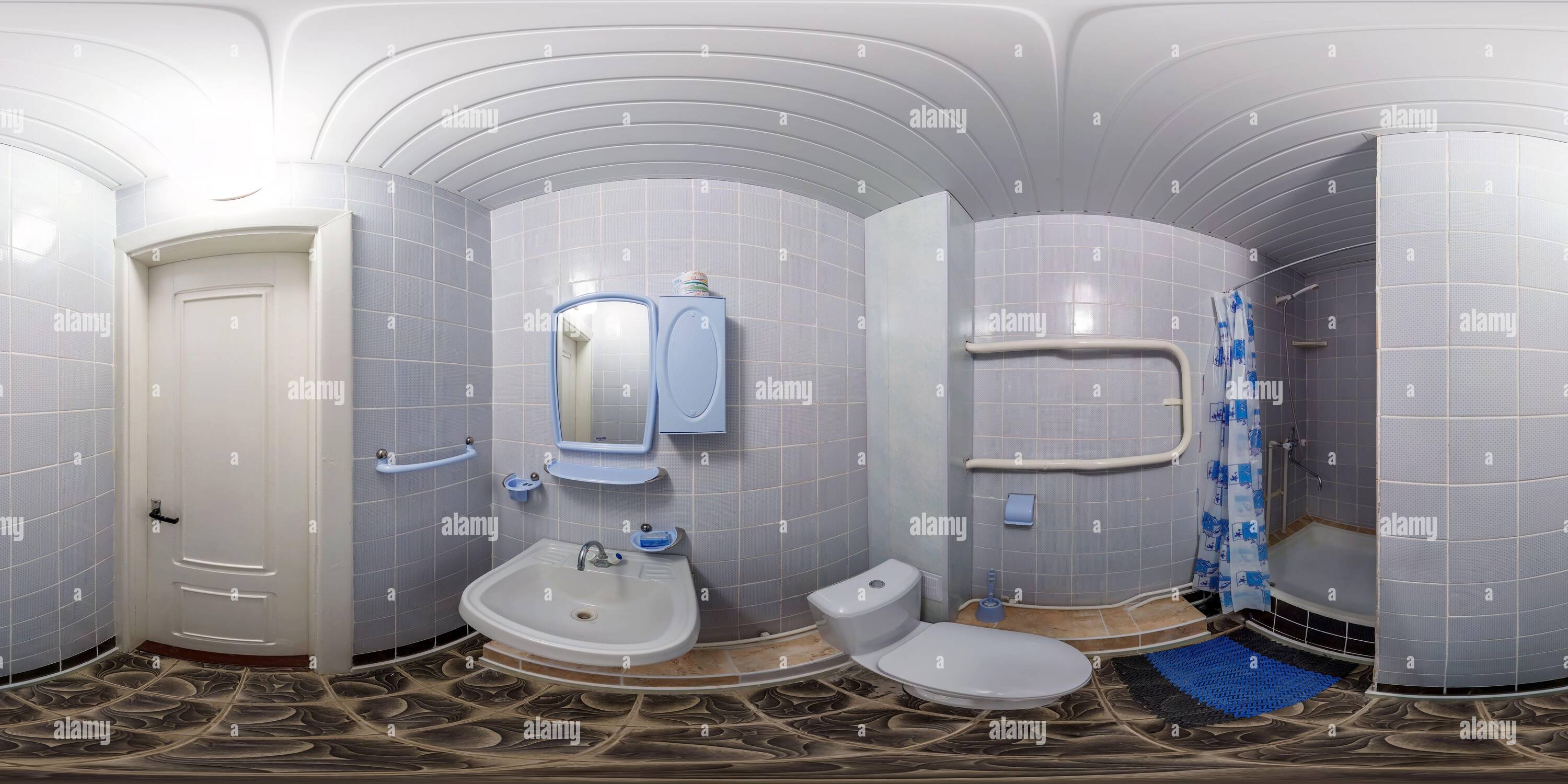 360° view of seamless 360 panorama in interior of bathroom of cheap ...