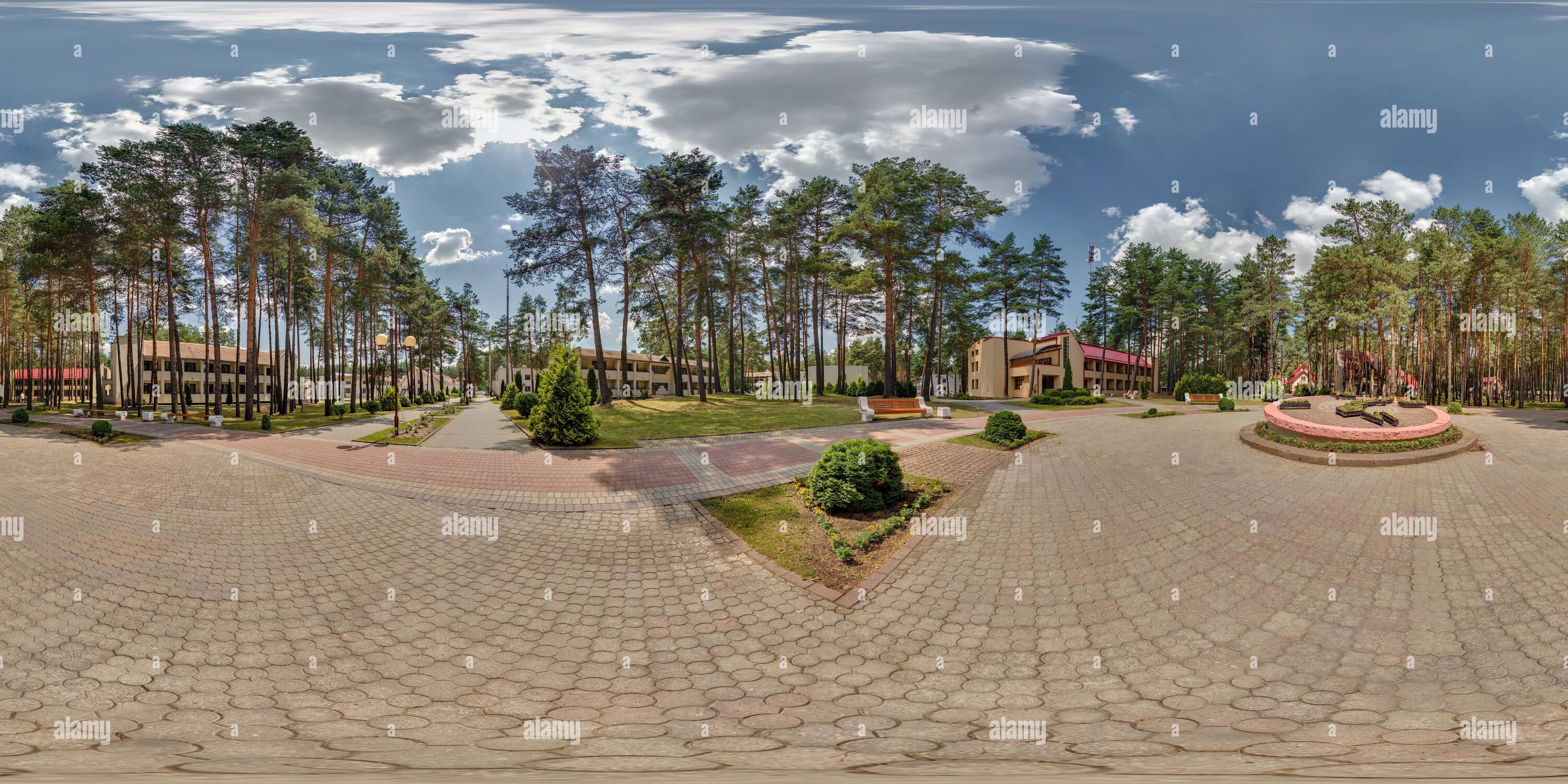 360° view of full seamless hdri 360 panorama outside vacation concrete ...