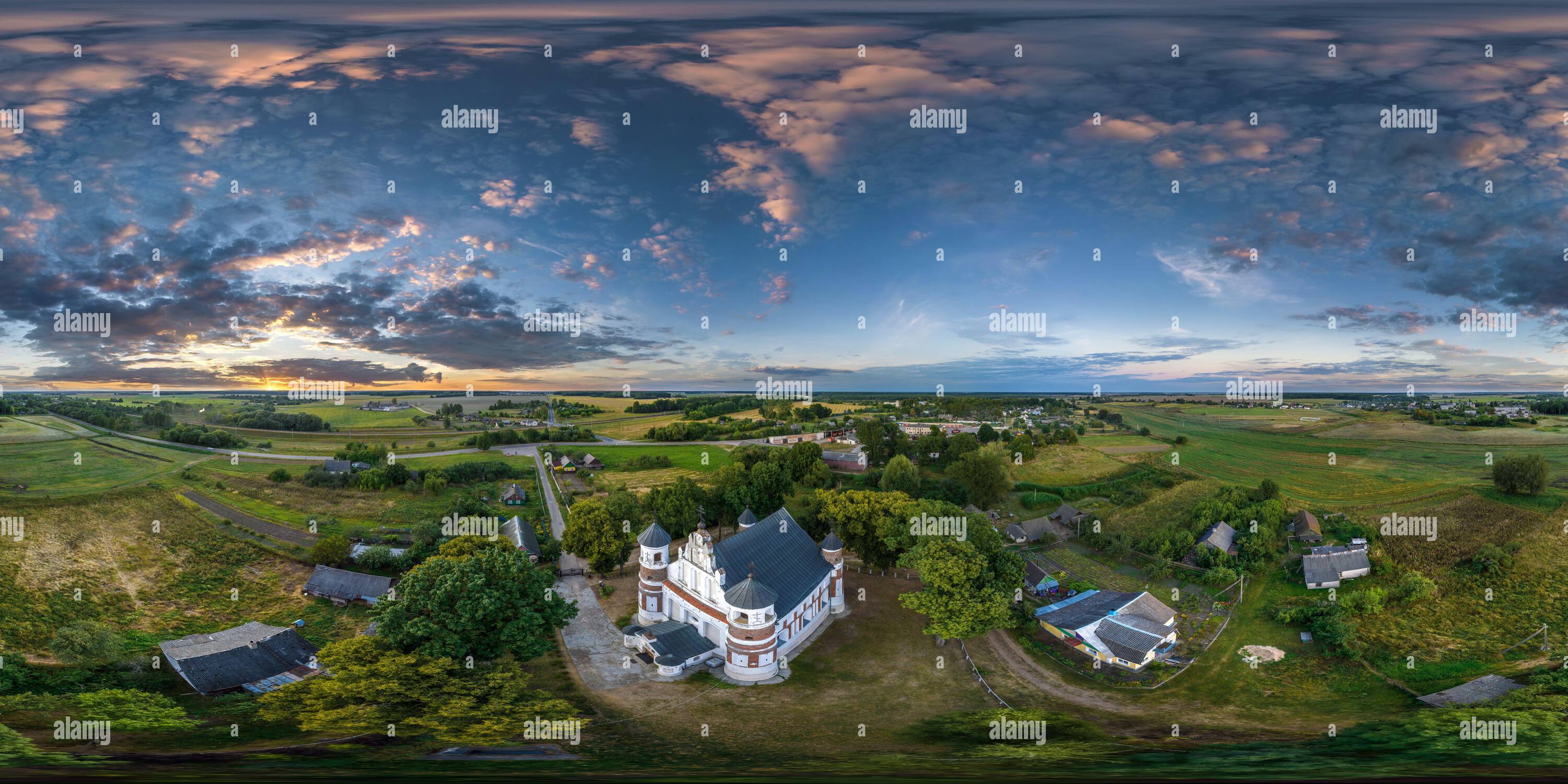 360° view of full hdri 360 panorama aerial view of orthodox temple or ...