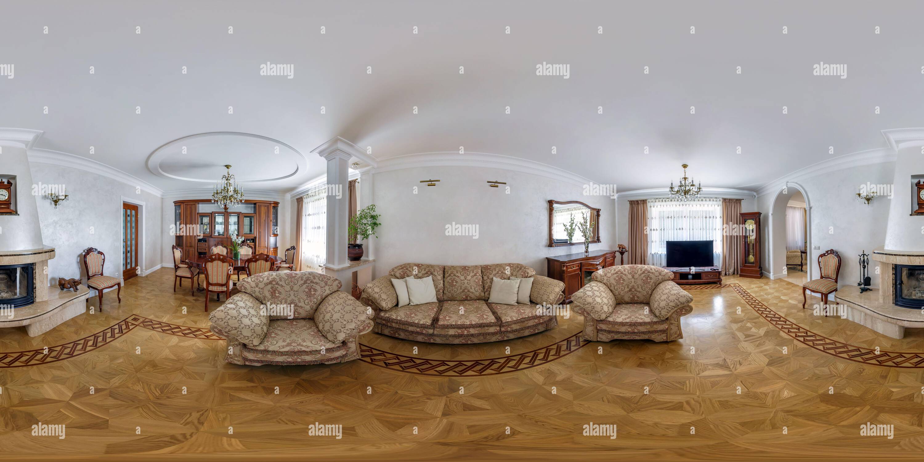 360° view of Full spherical seamless hdri 360 panorama in interior of ...