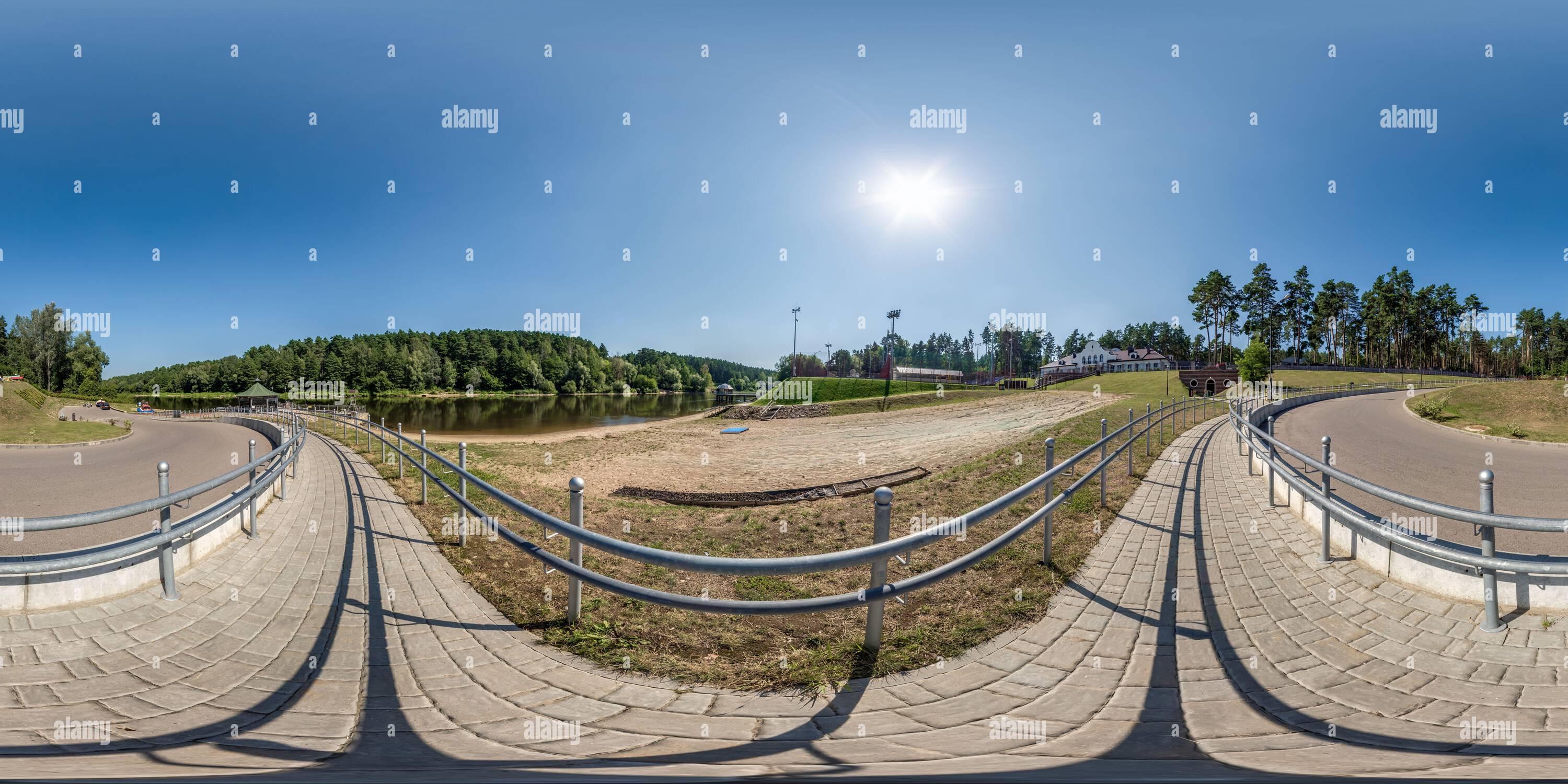 360° view of full seamless spherical hdri 360 panorama view on walkway ...