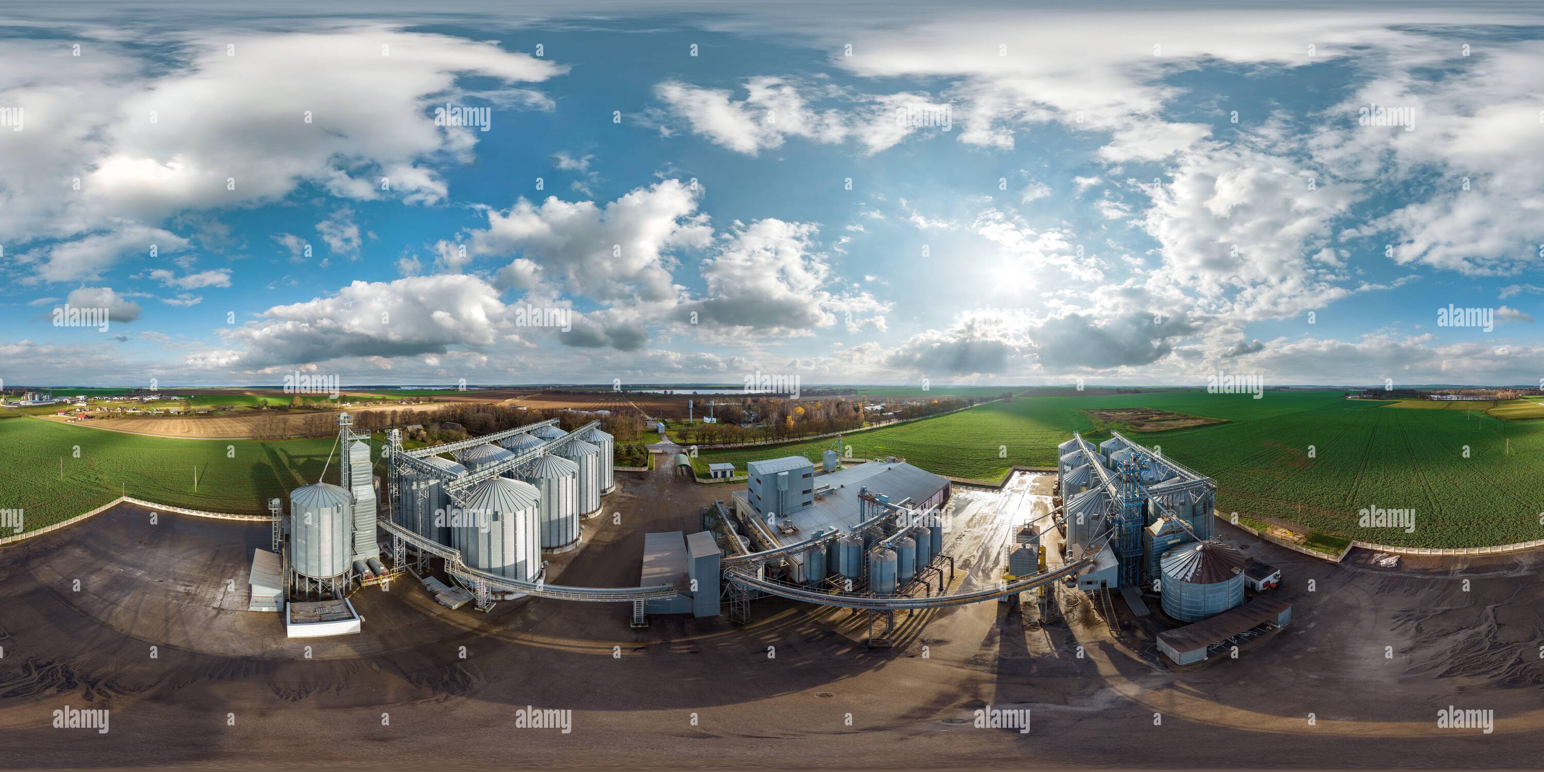 360° view of full seamless 360 hdri panorama view among farming field ...
