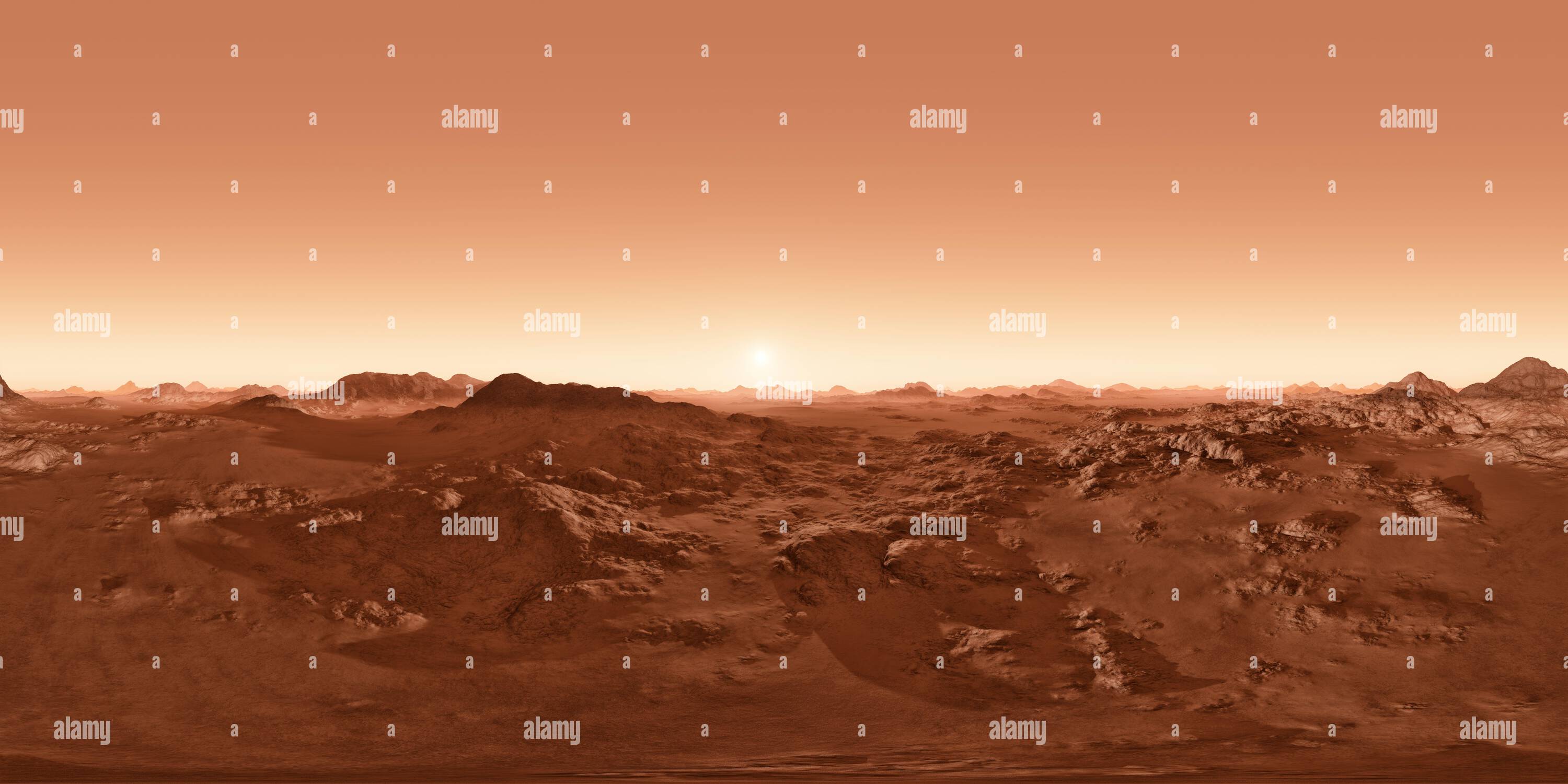 360° view of 360 Panorama of Mars sunset, environment map ...