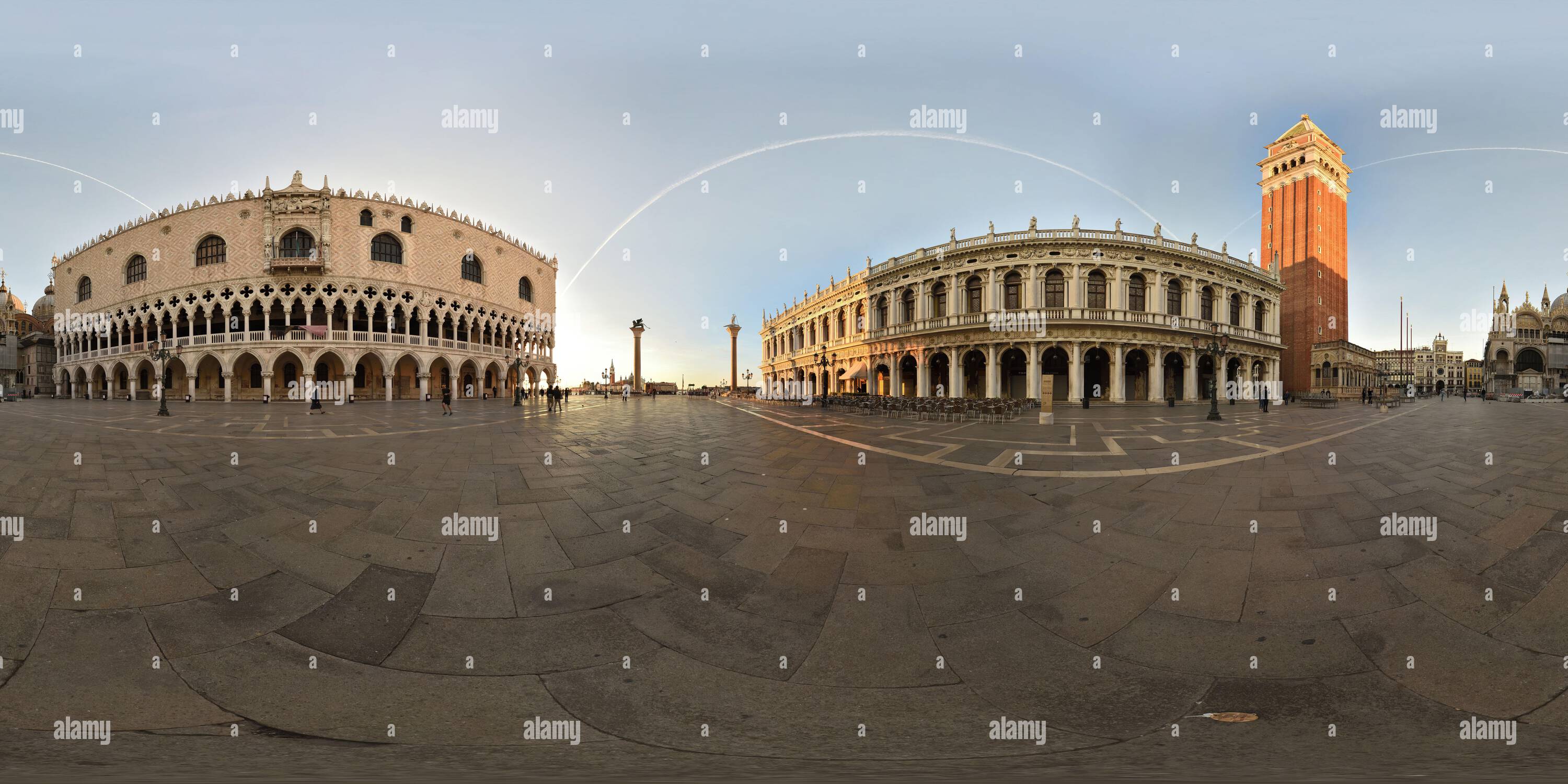 360° view of A nun walks past the Doges Palace balcony on the Piazzetta ...