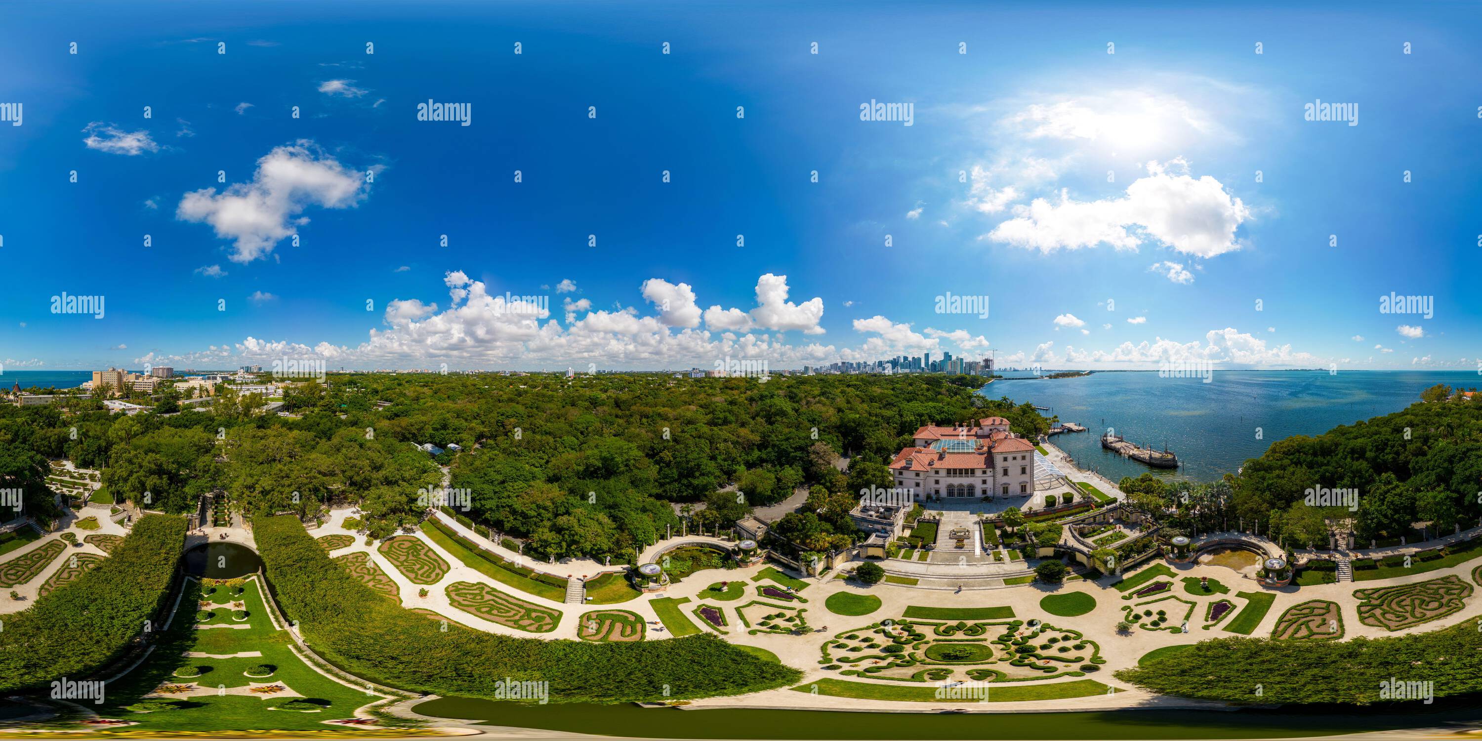 360° view of Aerial drone 360 Miami Vizcaya Museum and Gardens Coconut ...
