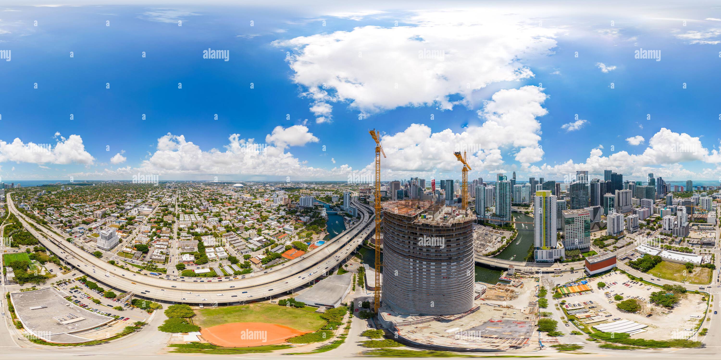 360° view of Aerial 360 panorama The River District construction site ...