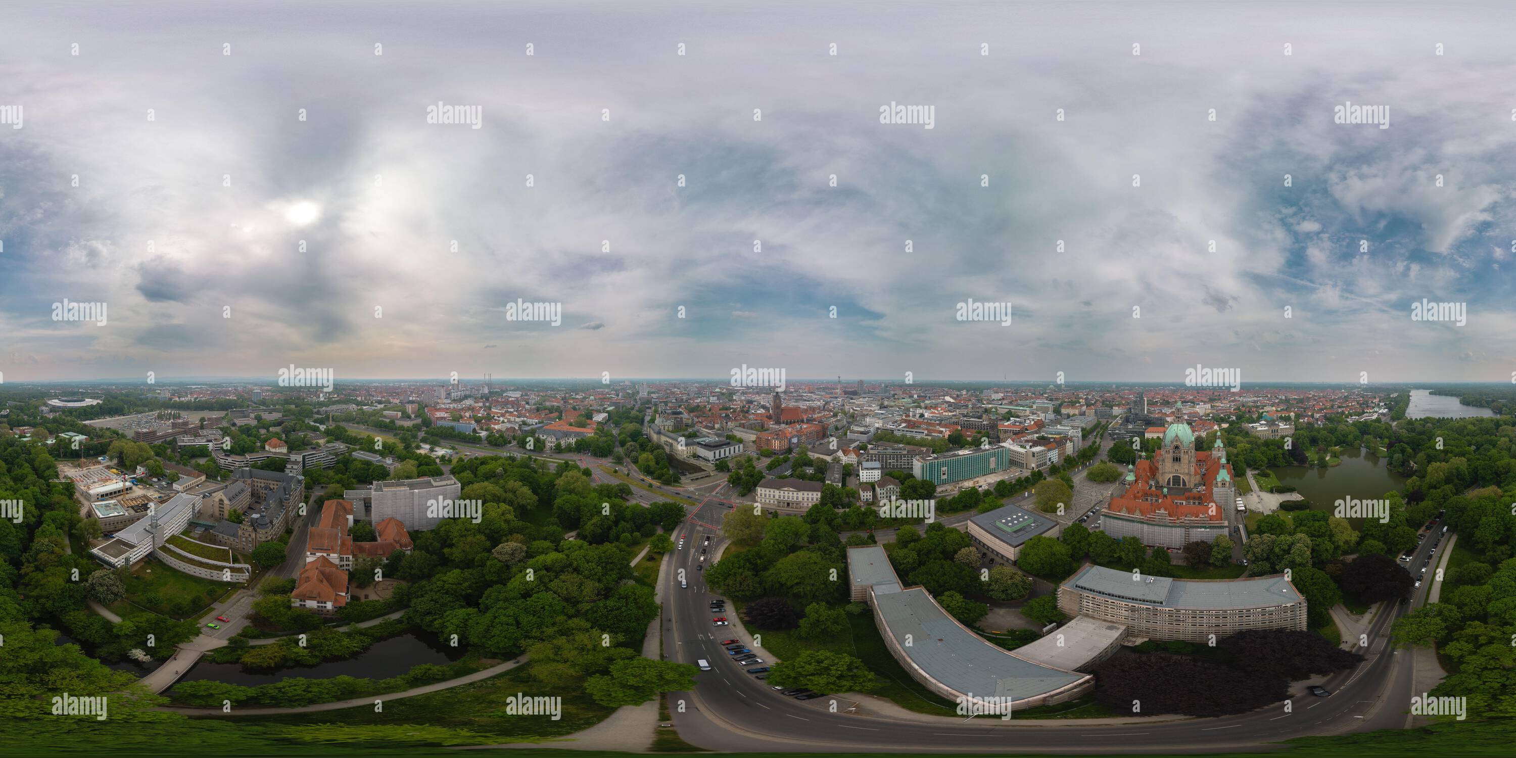 360° view of Panoramic view of Hanover, Germany. A birds eye view of ...