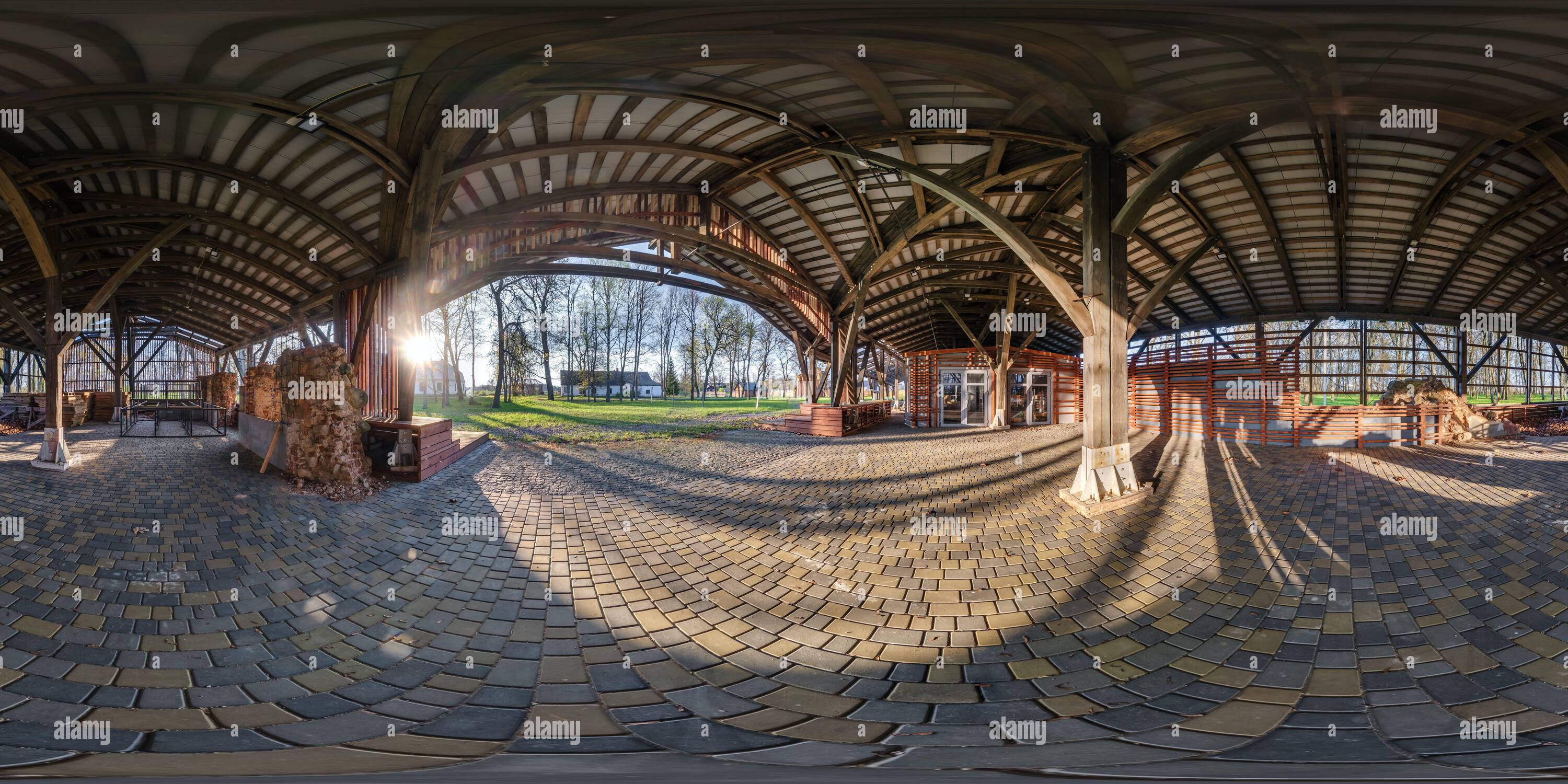 360° view of 360 seamless hdri panorama view inside modern gazebo at ...