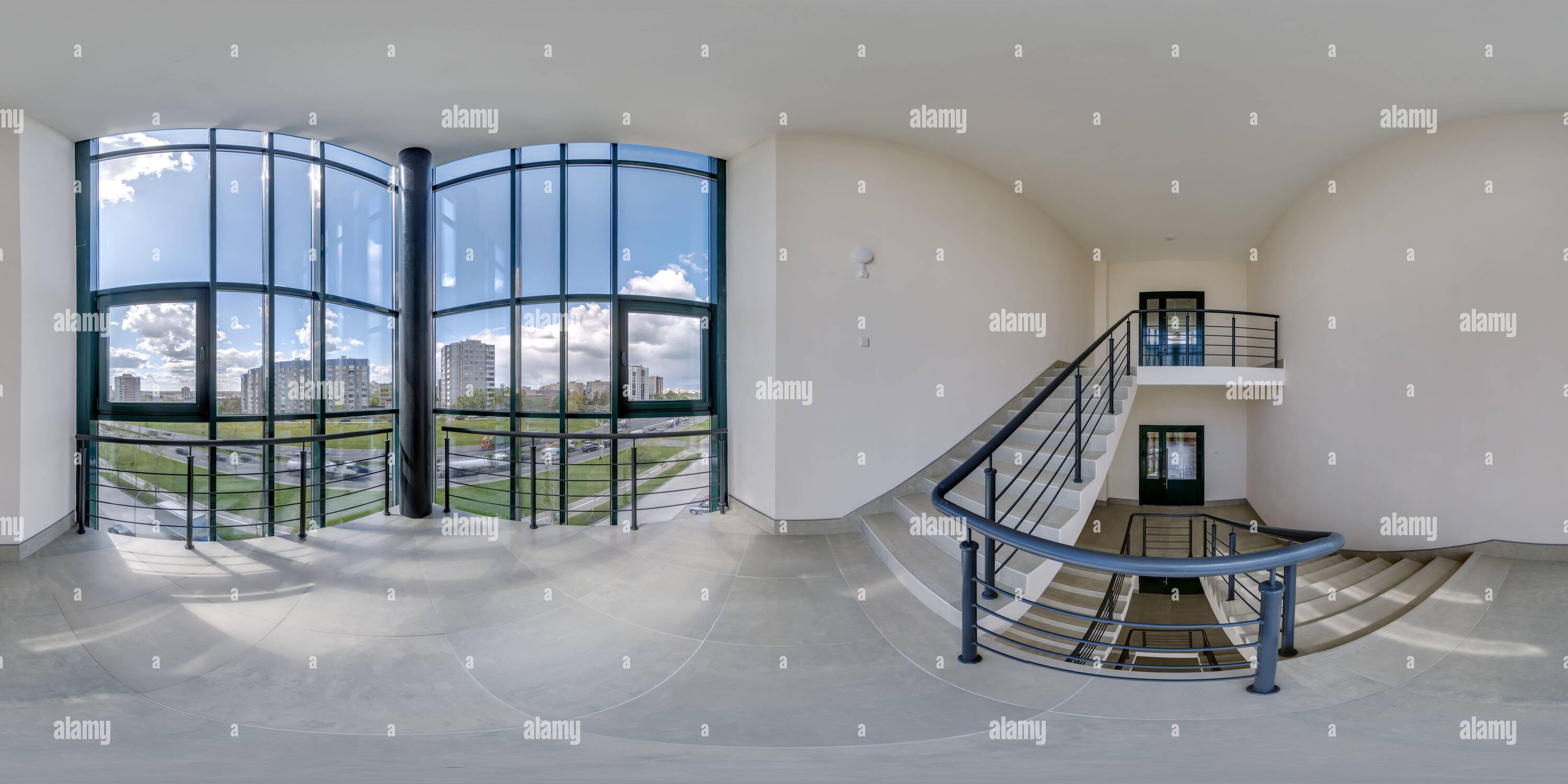 360° view of hdri 360 panorama view in empty modern hall near panoramic ...