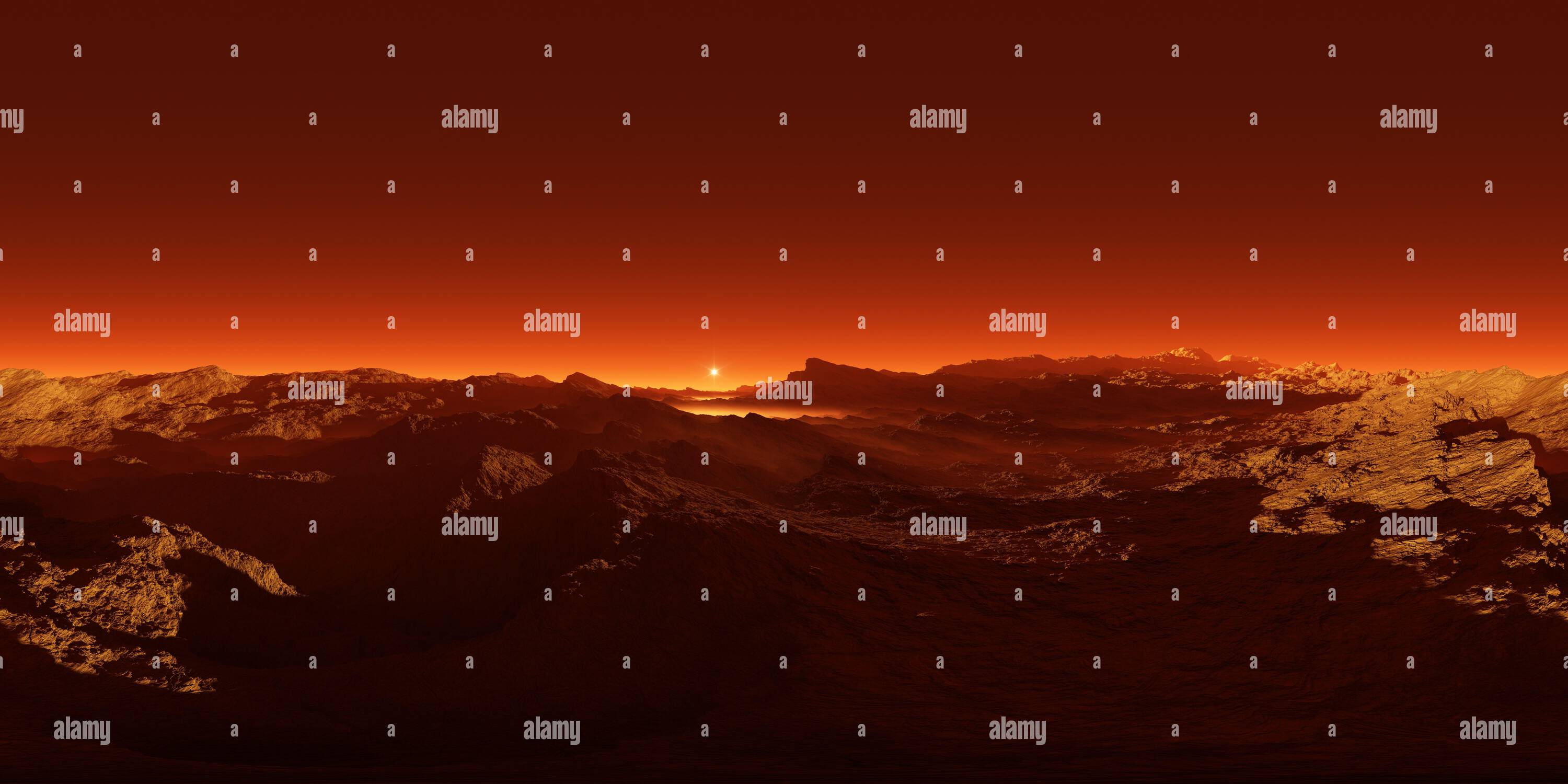 360° view of 360 degree panorama of sunset on Mars, environment 360 ...