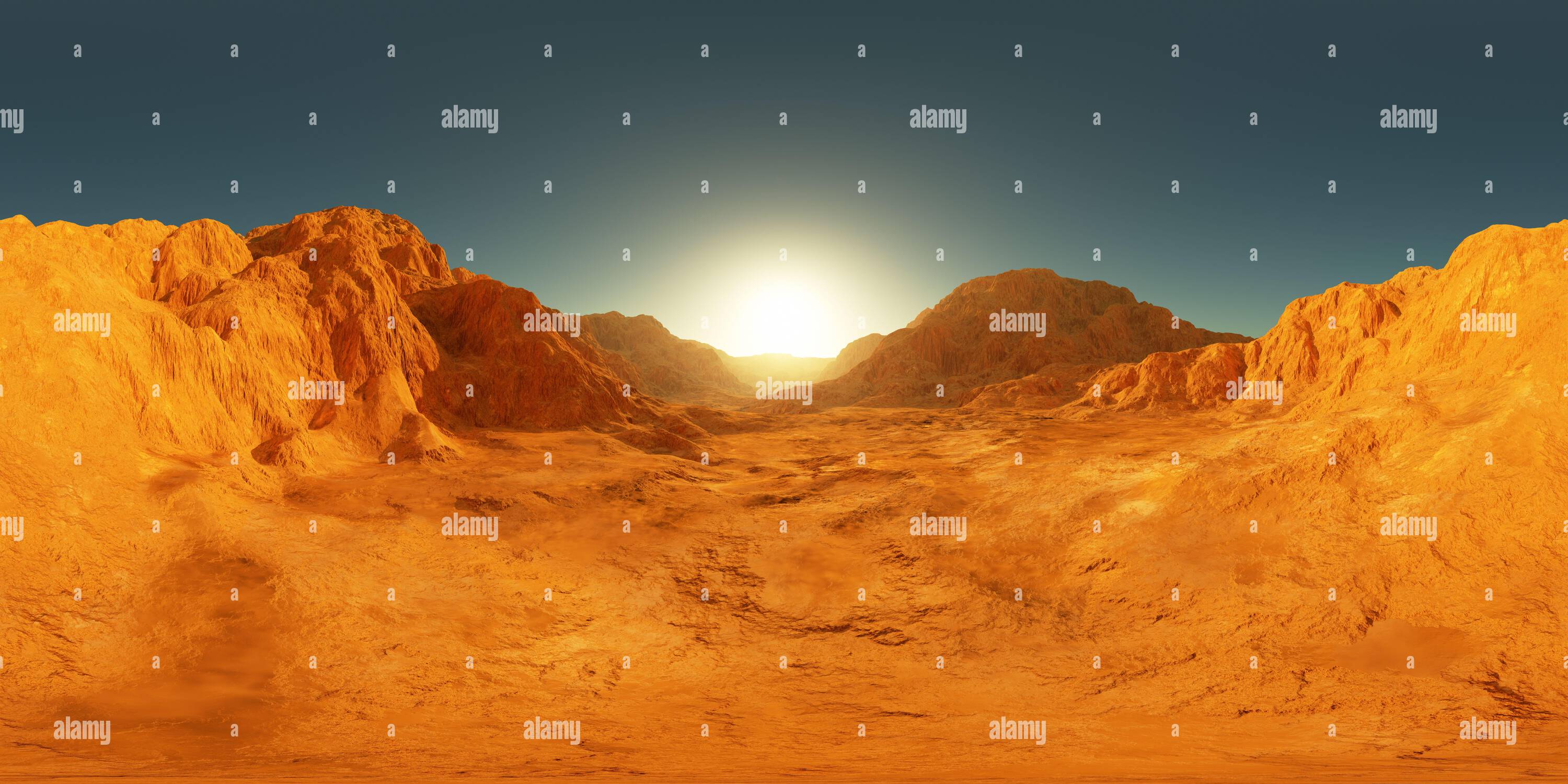 360° view of 360 degree panorama of Mars sunset, environment HDRI map ...