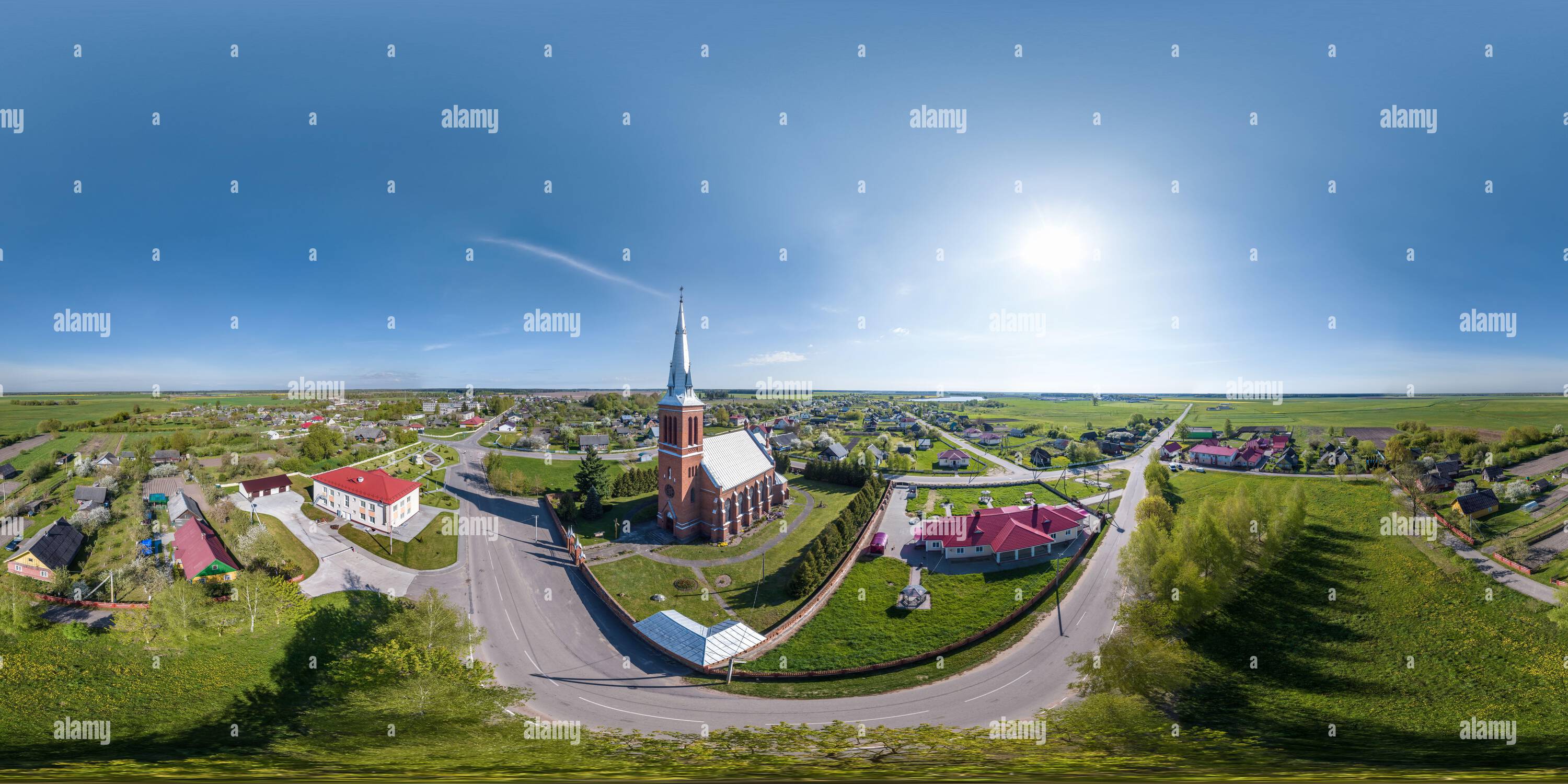 360° view of full hdri 360 panorama aerial view on red brick neo gothic ...