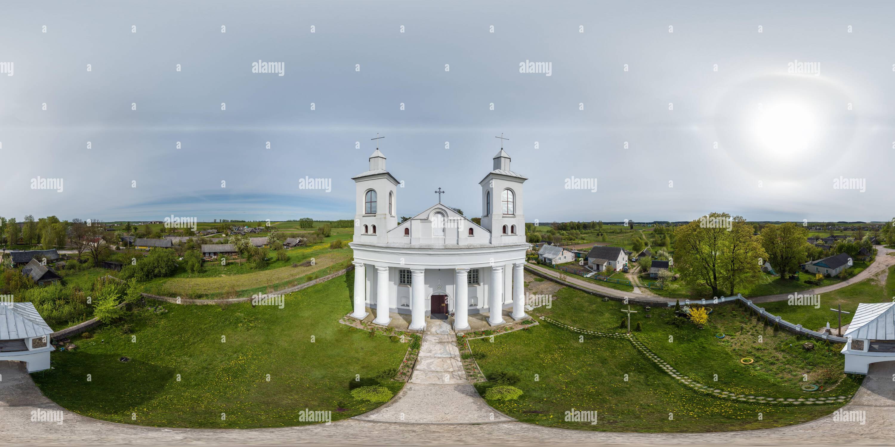 360° view of aerial full hdri 360 panorama view of white classicism ...