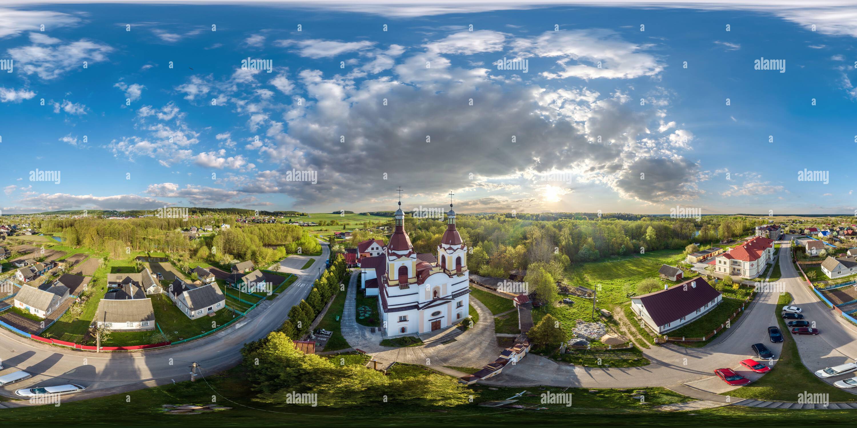360° view of full hdri 360 panorama aerial view of baroque temple or ...