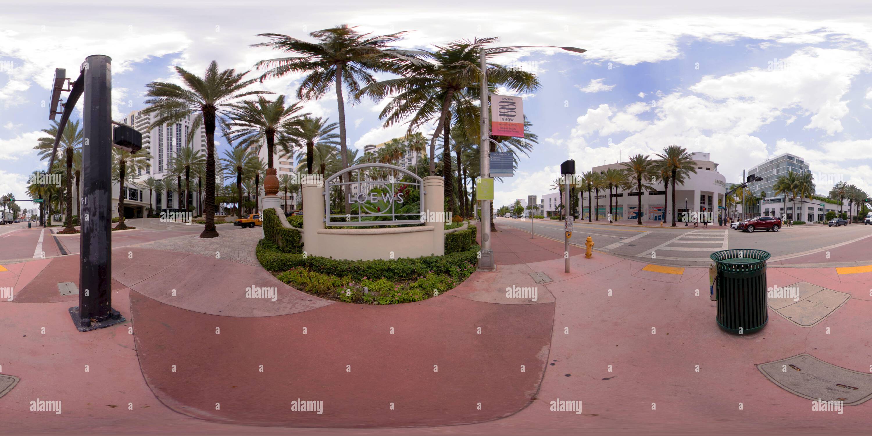 360° view of Miami Beach, FL, USA - June 29, 2023: 360 equirectangular ...