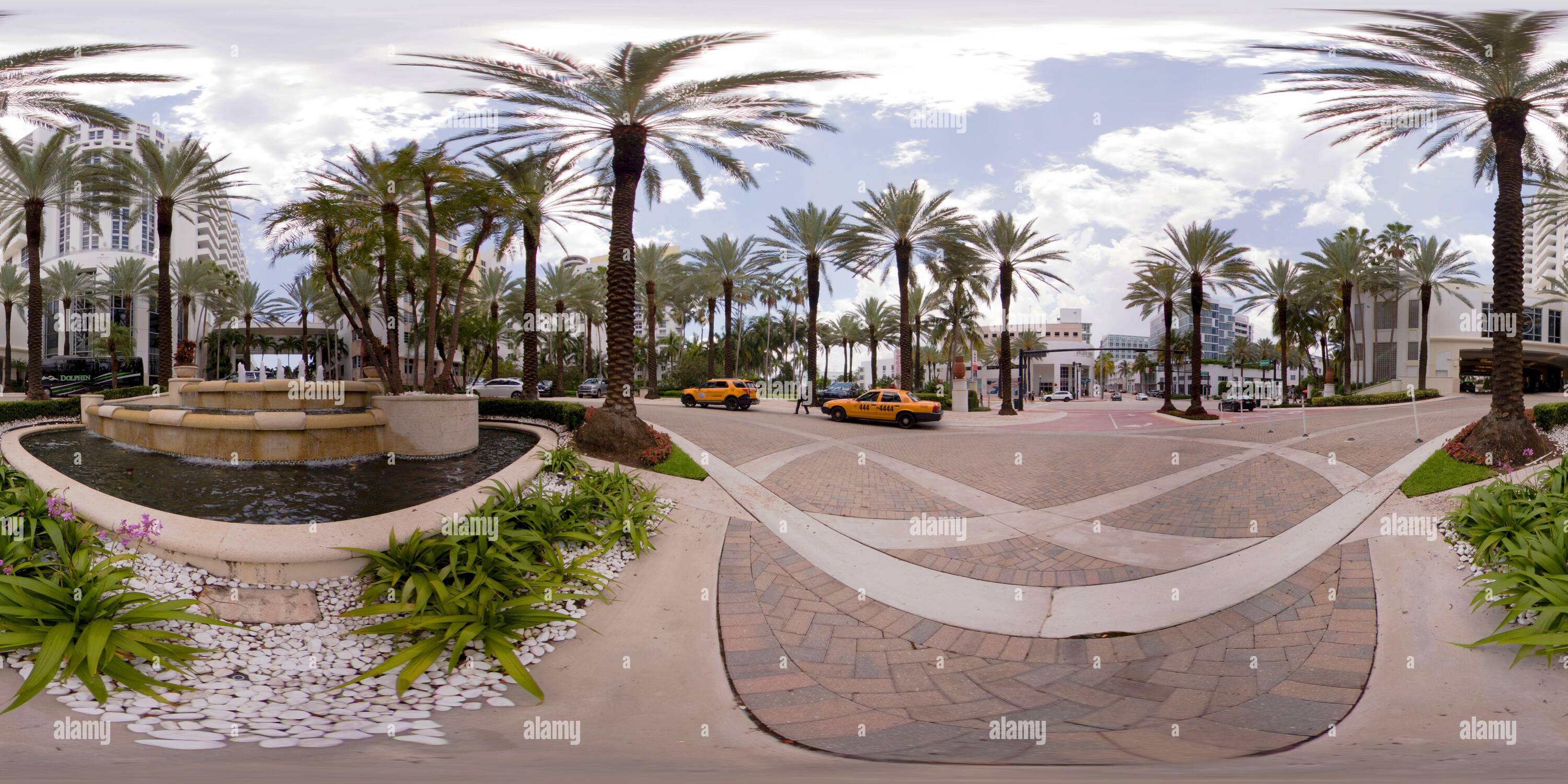 360° view of Miami Beach, FL, USA - June 29, 2023: 360 equirectangular ...