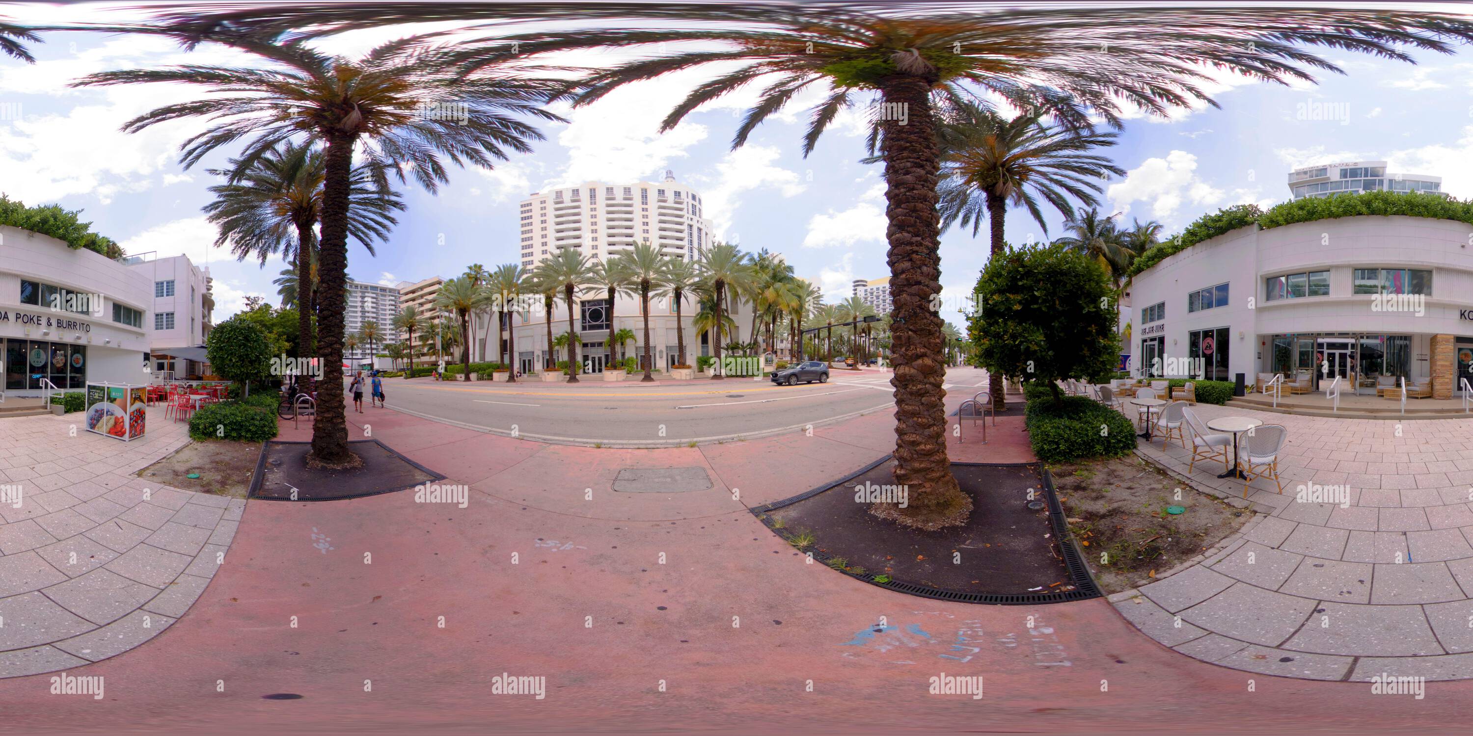 360° view of Miami Beach, FL, USA - June 29, 2023: 360 equirectangular ...