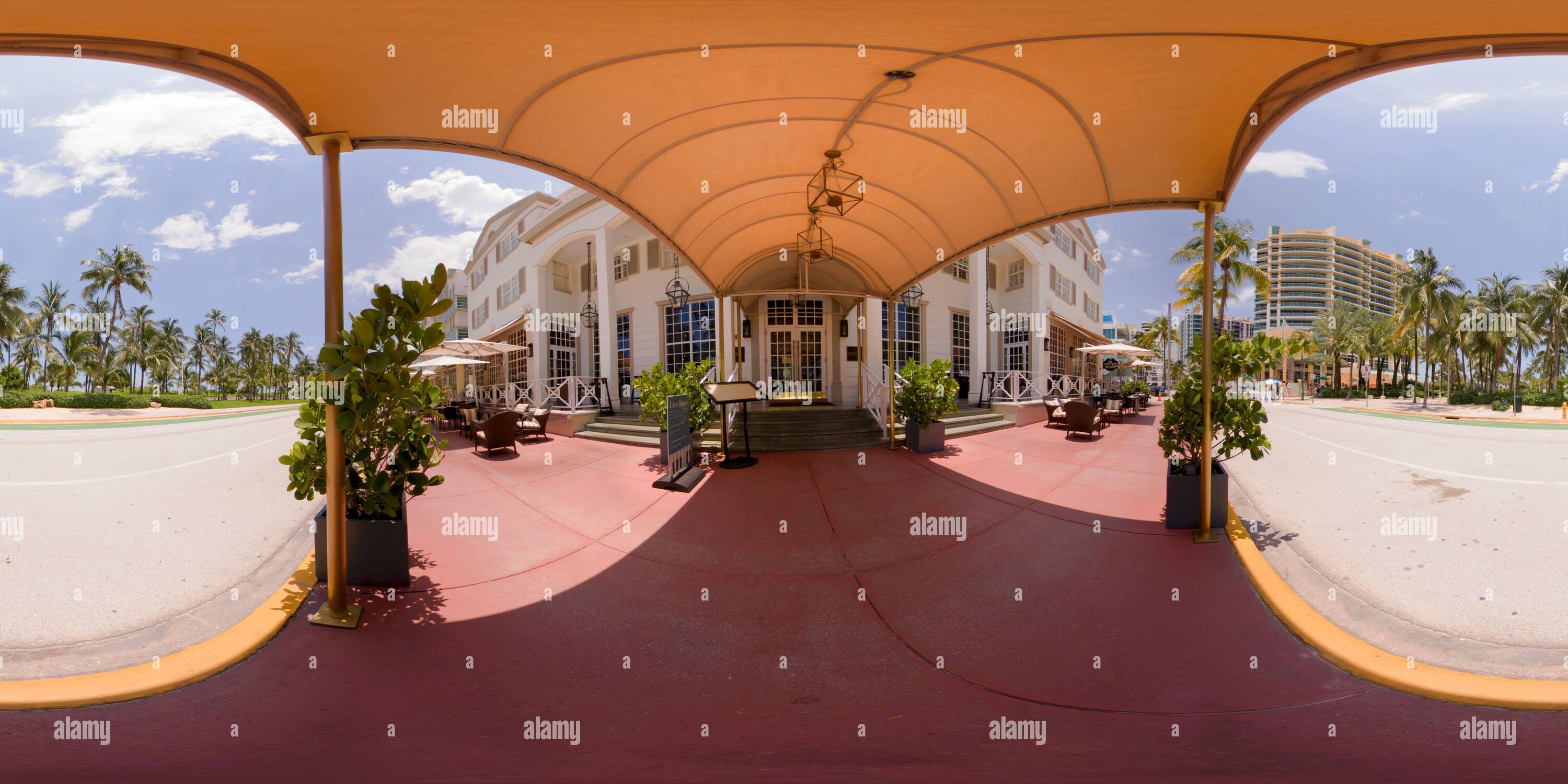 360° view of Miami Beach, FL, USA - June 29, 2023: 360 equirectangular ...