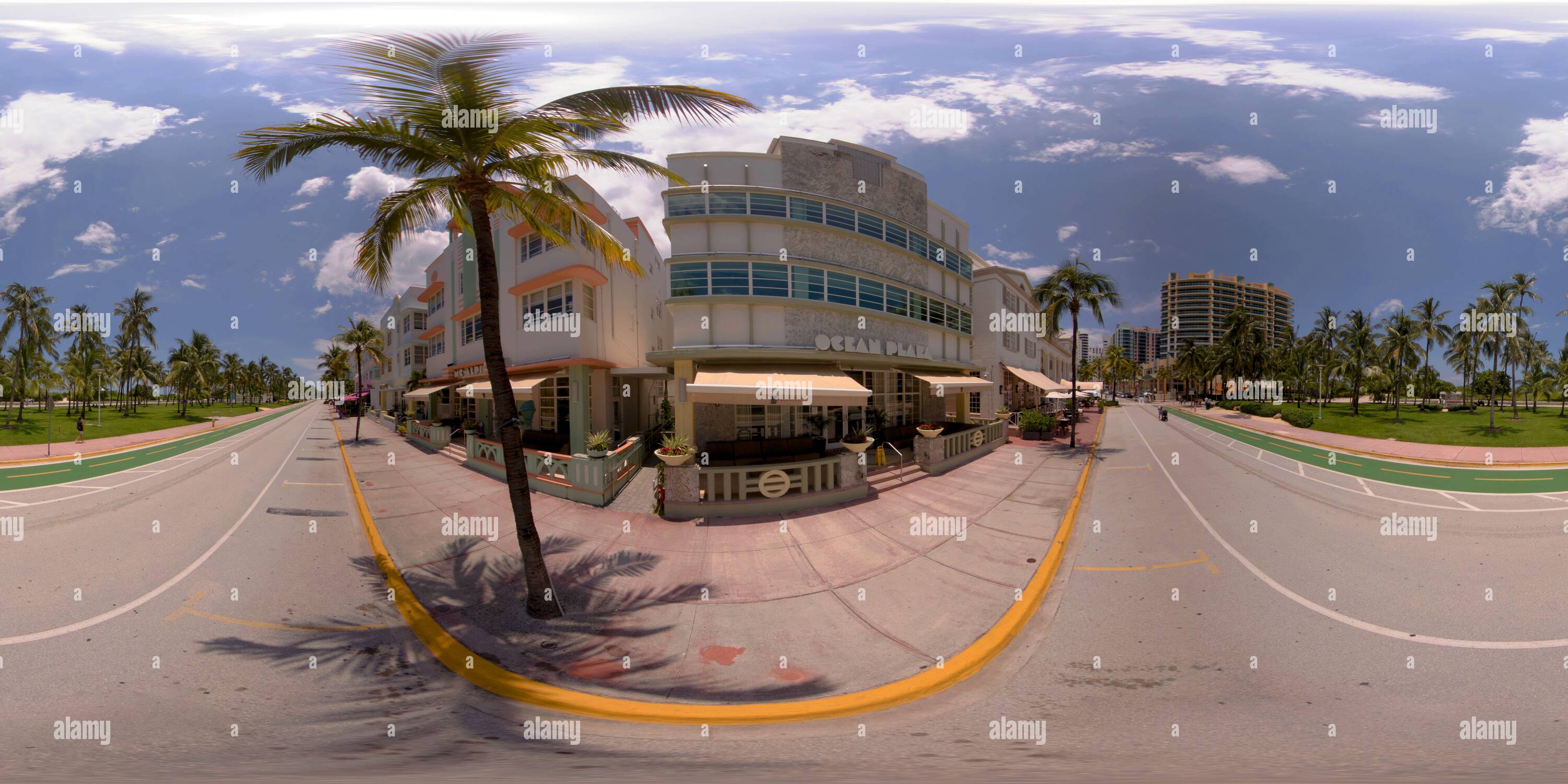 360° view of Miami Beach, FL, USA - June 29, 2023: 360 equirectangular ...