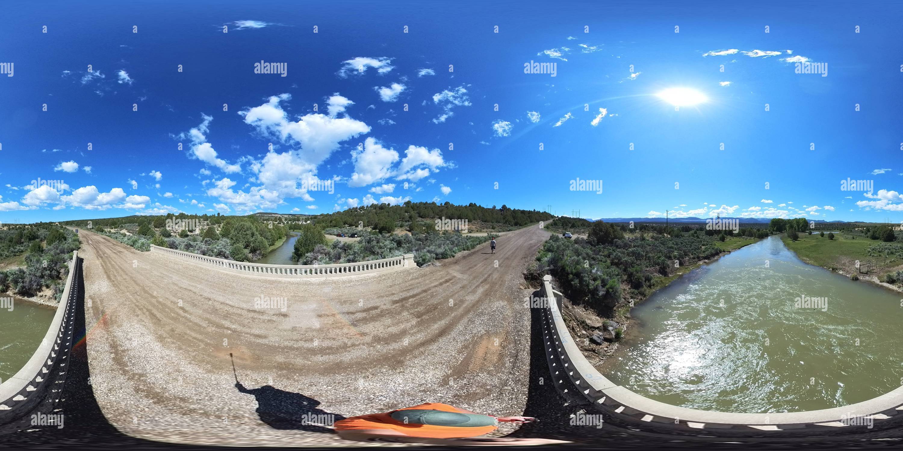 360° view of Bridge over Mammoth Creek river - Alamy